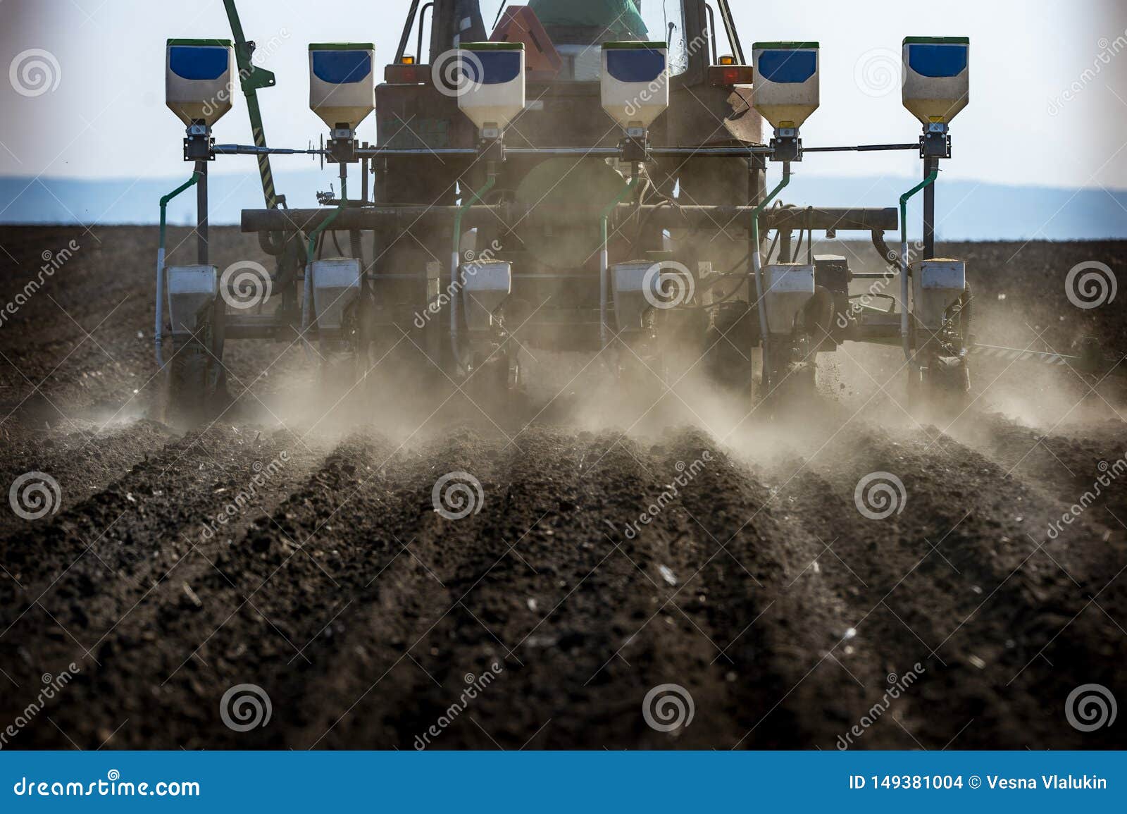 Sowing Crops at Agricultural Fields in Spring Stock Photo - Image of ...
