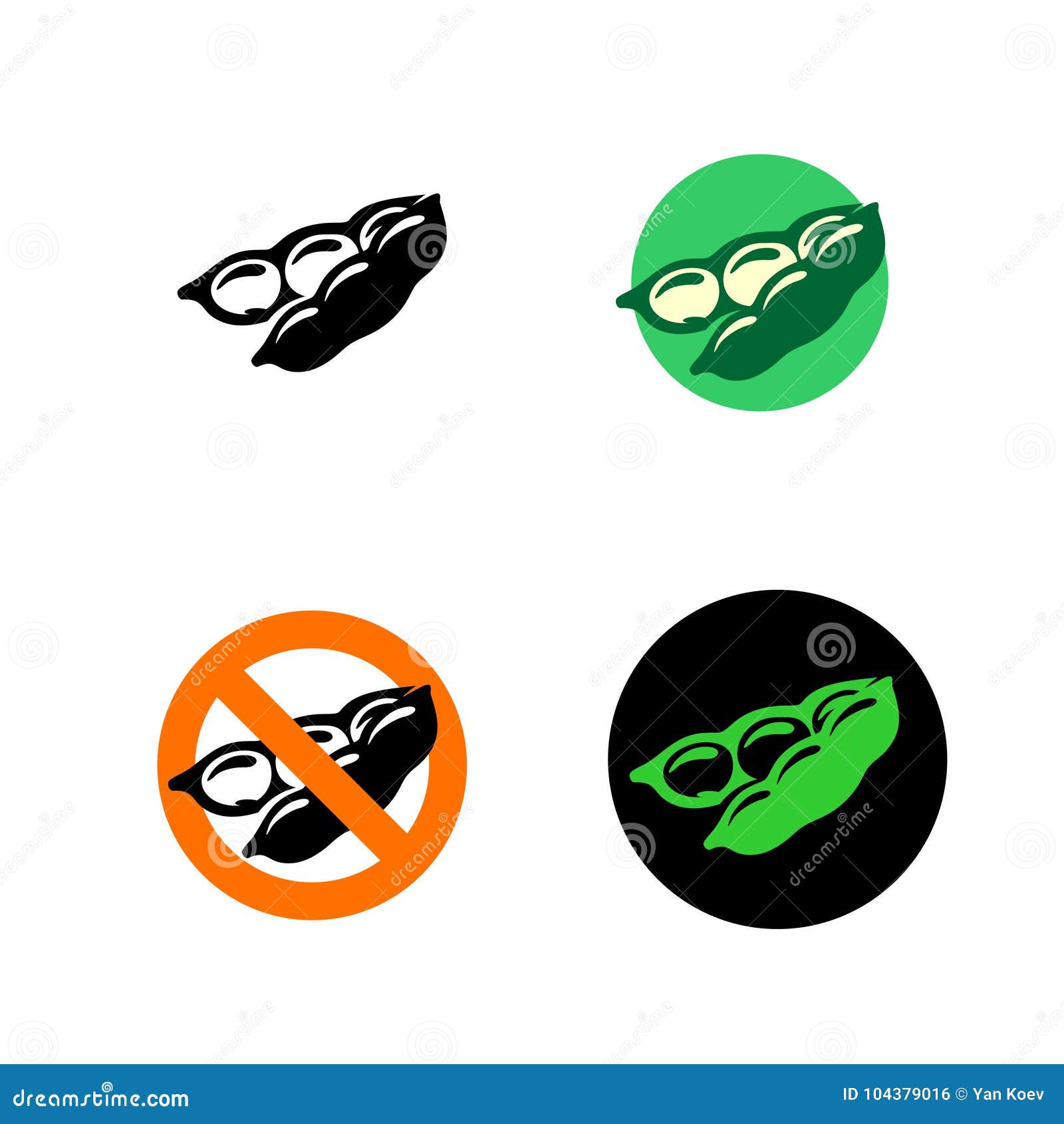 Soy Bean Icon with Variations. Stock Vector - Illustration of seed ...