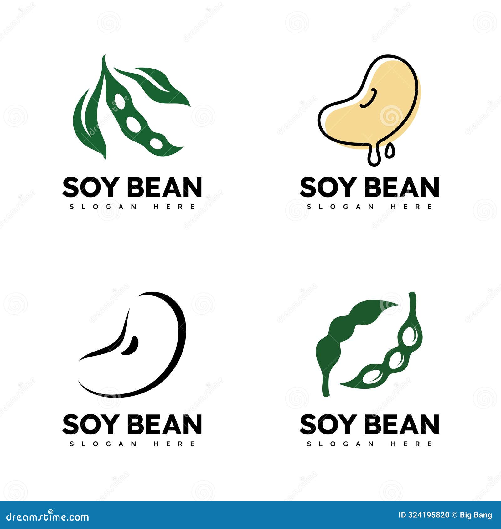 Soy Bean Logo Healthy Food Vector Design Stock Vector - Illustration of ...