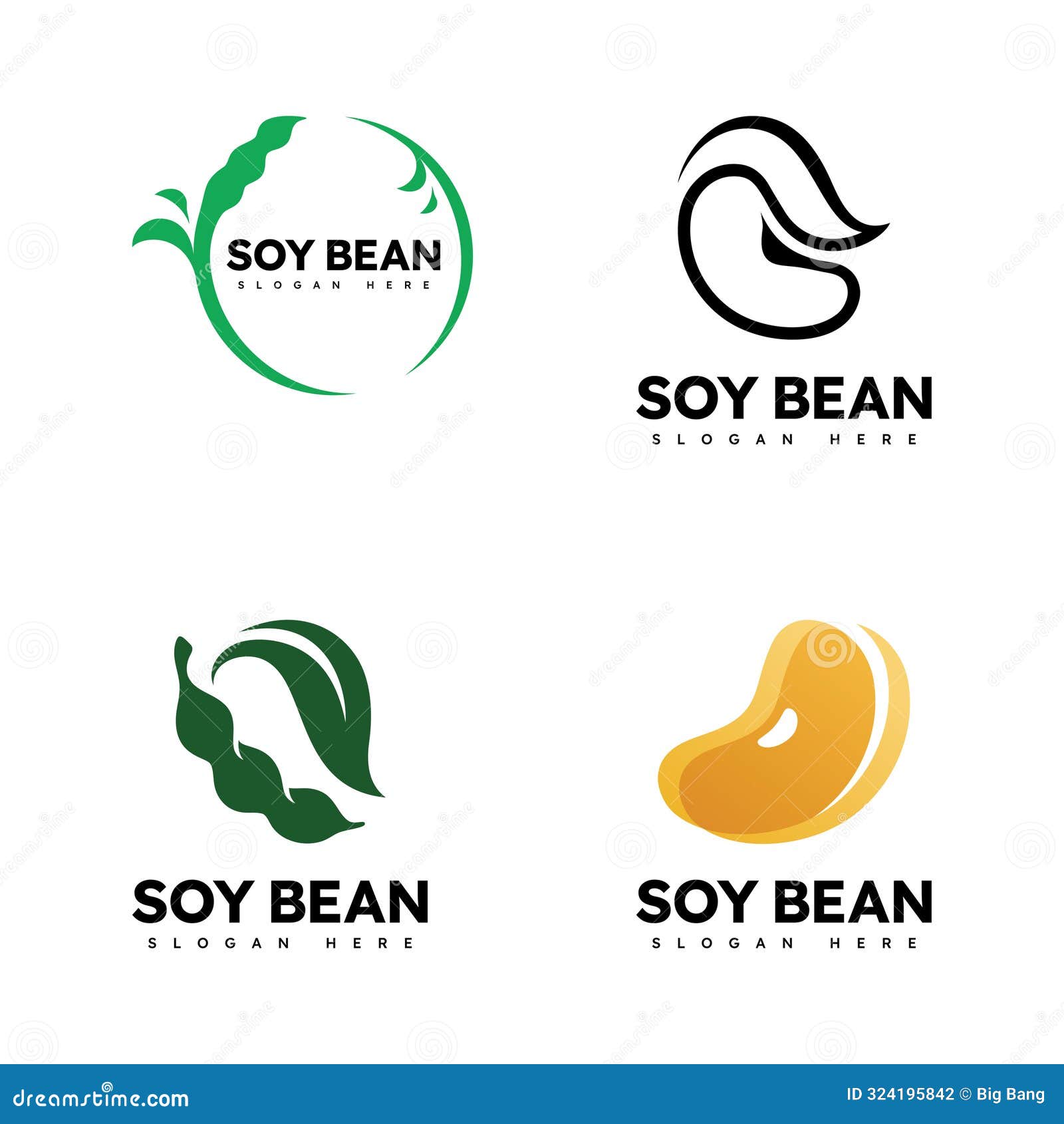 Soy Bean Logo Healthy Food Vector Design Stock Vector - Illustration of ...