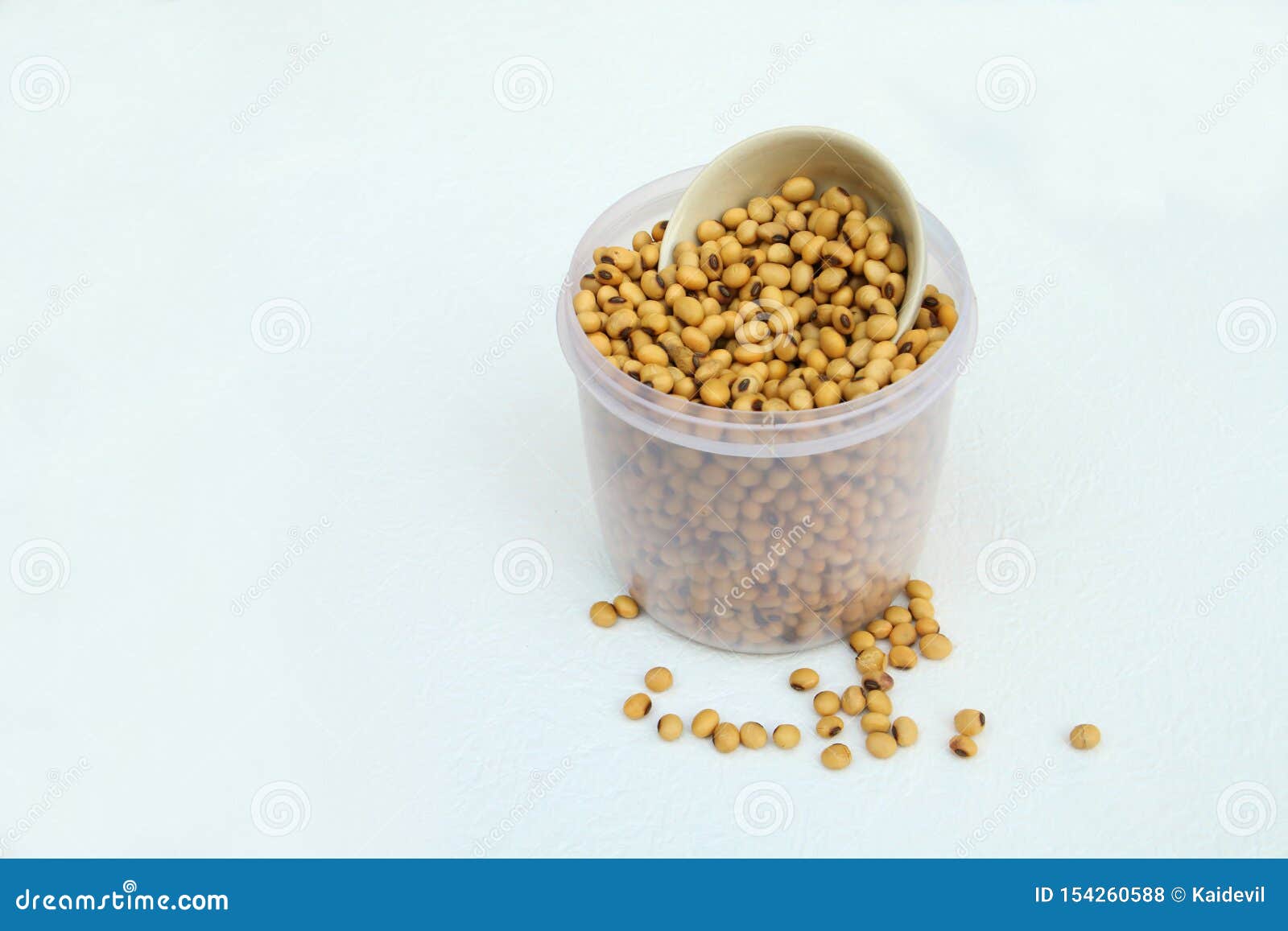 Soy bean in plastic bowl stock photo. Image of nutritious - 154260588