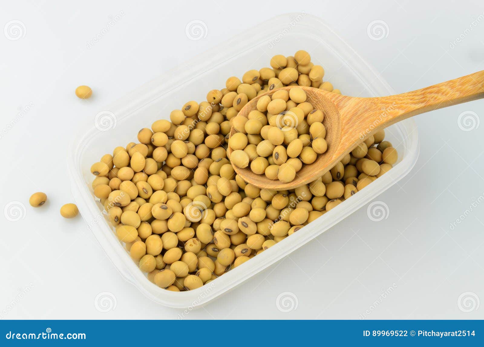 Soy beans in plastic box stock photo. Image of grain - 89969522
