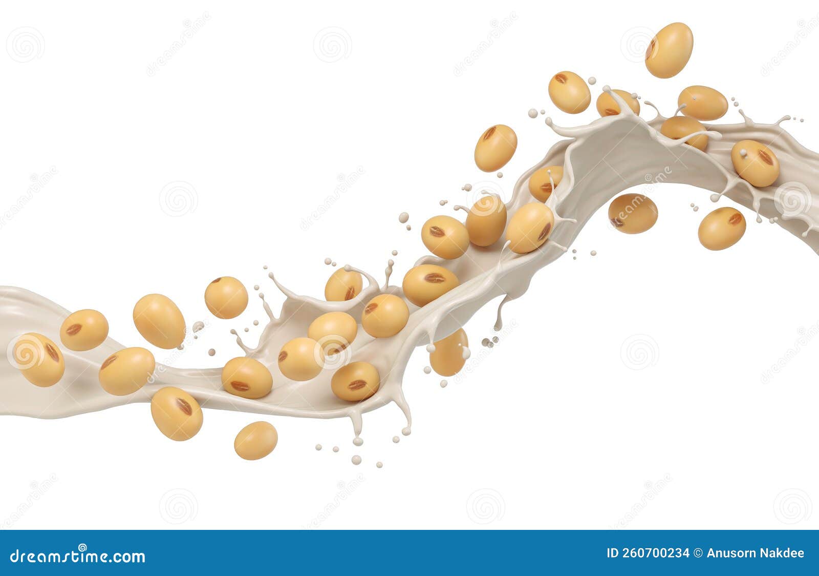 Soy Milk Pouring and Splash with Soy Beans Stock Illustration ...