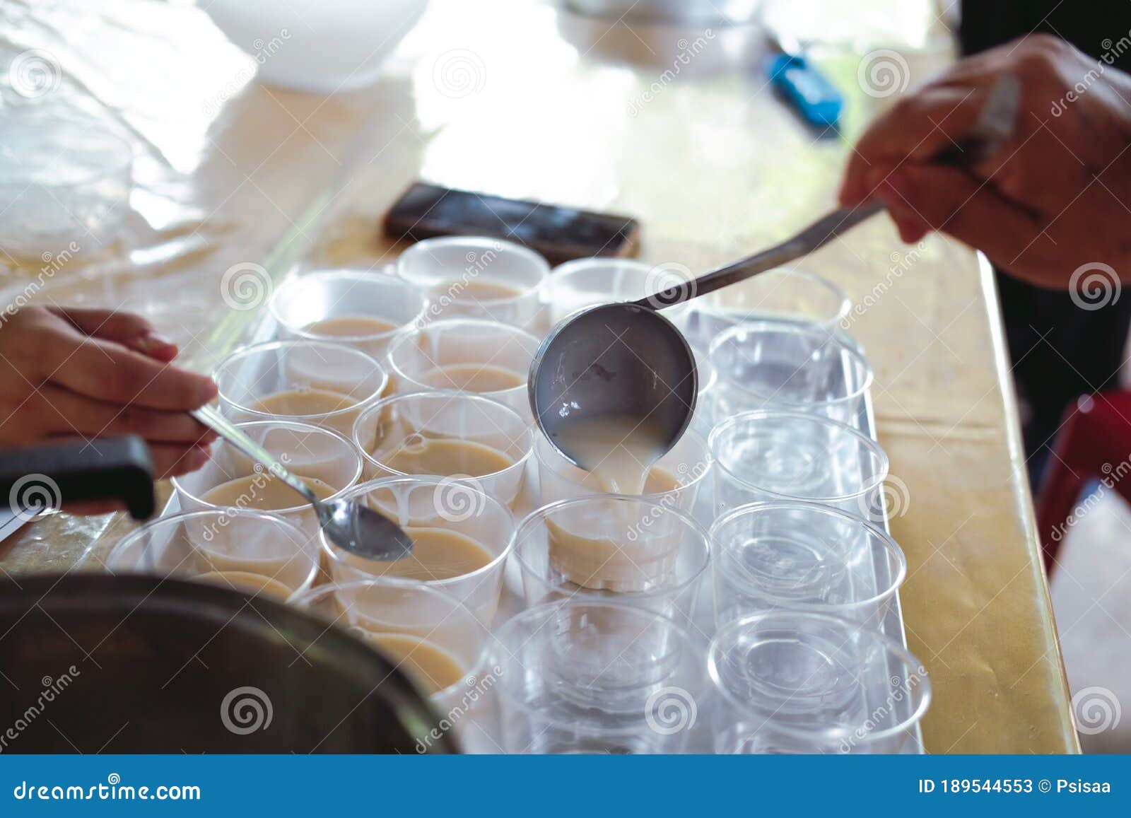 Soy Milk Pudding in Plastic Cup. Vegan Dessert Stock Image - Image of ...