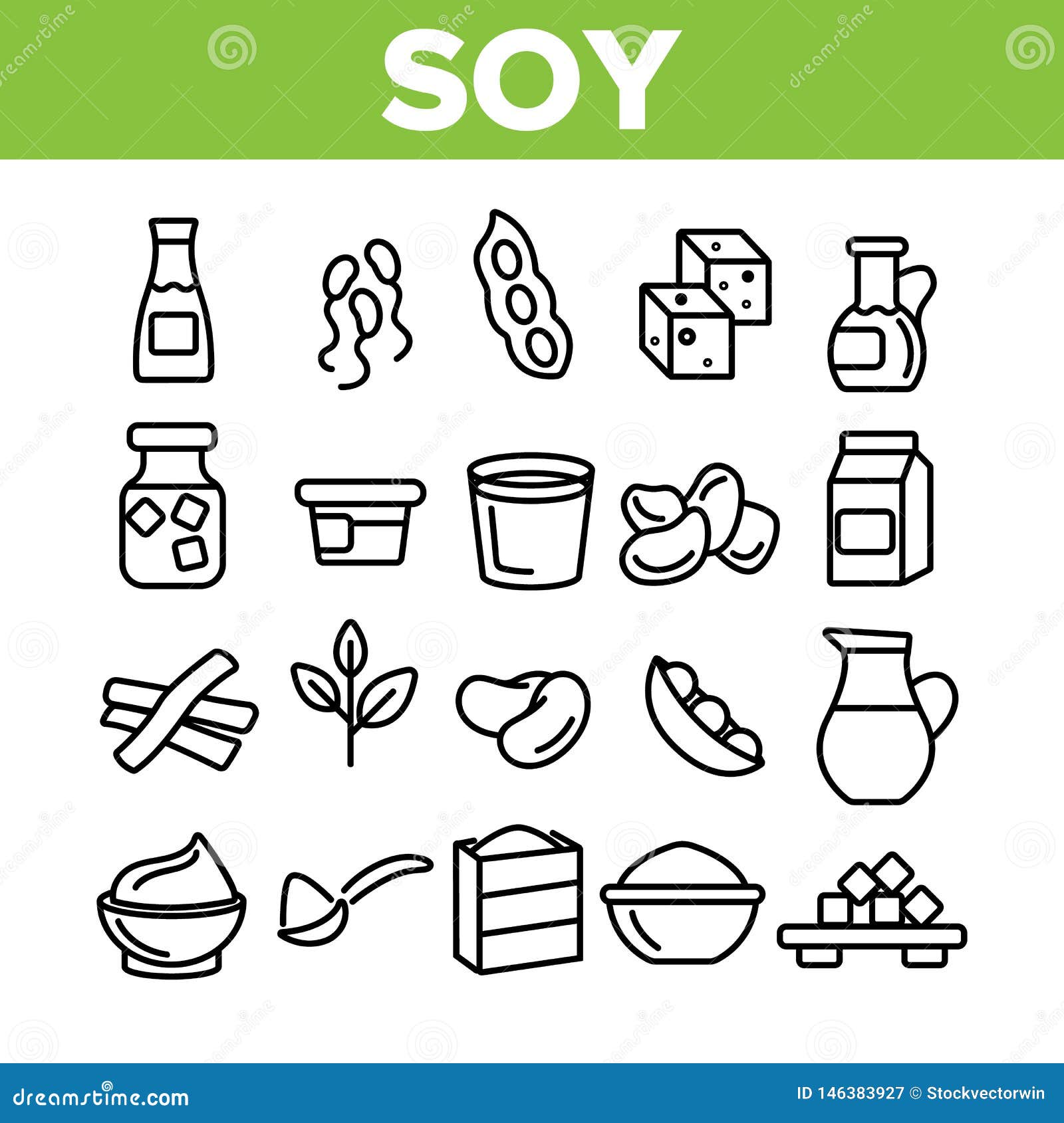 Soy Products, Food Linear Vector Icons Set Stock Vector - Illustration ... Soy Products, Food Linear Vector Icons Set Stock Vector - Illustration ...
