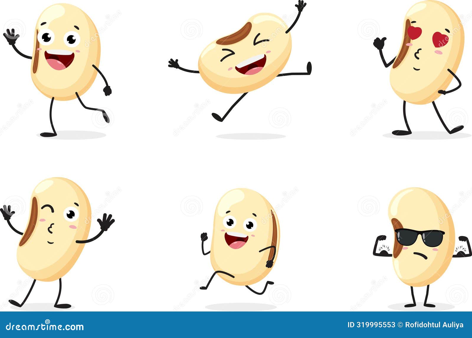 Soybean Cute Cartoon Character Set Isolated on White Background Stock ...