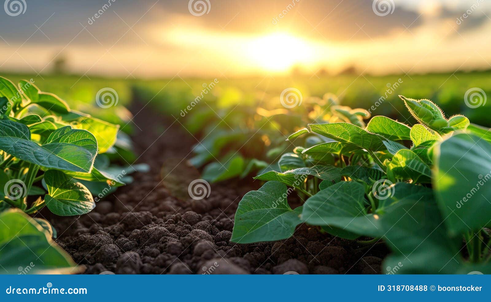Soybean Fields Rows in the Summer Season. AI Generated. Stock ...