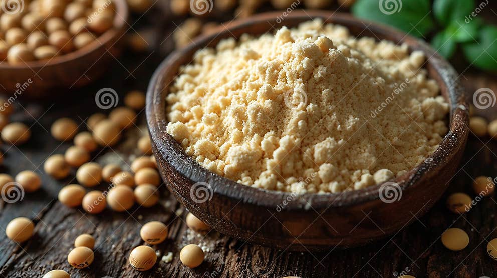 Soybean Powder in a Bowl on the Kitchen Table. AI Generated. Stock ...
