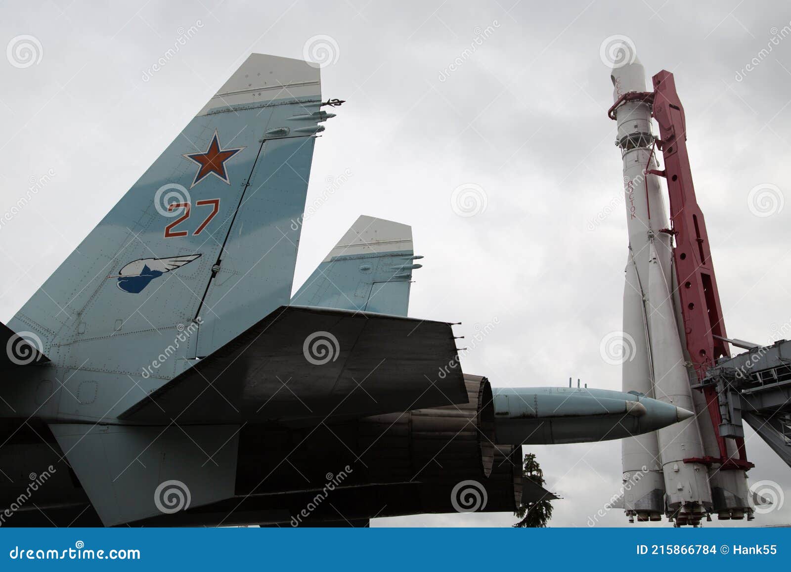 Soyuz Rocket and MIG Aircraft Editorial Stock Image - Image of launcher ...