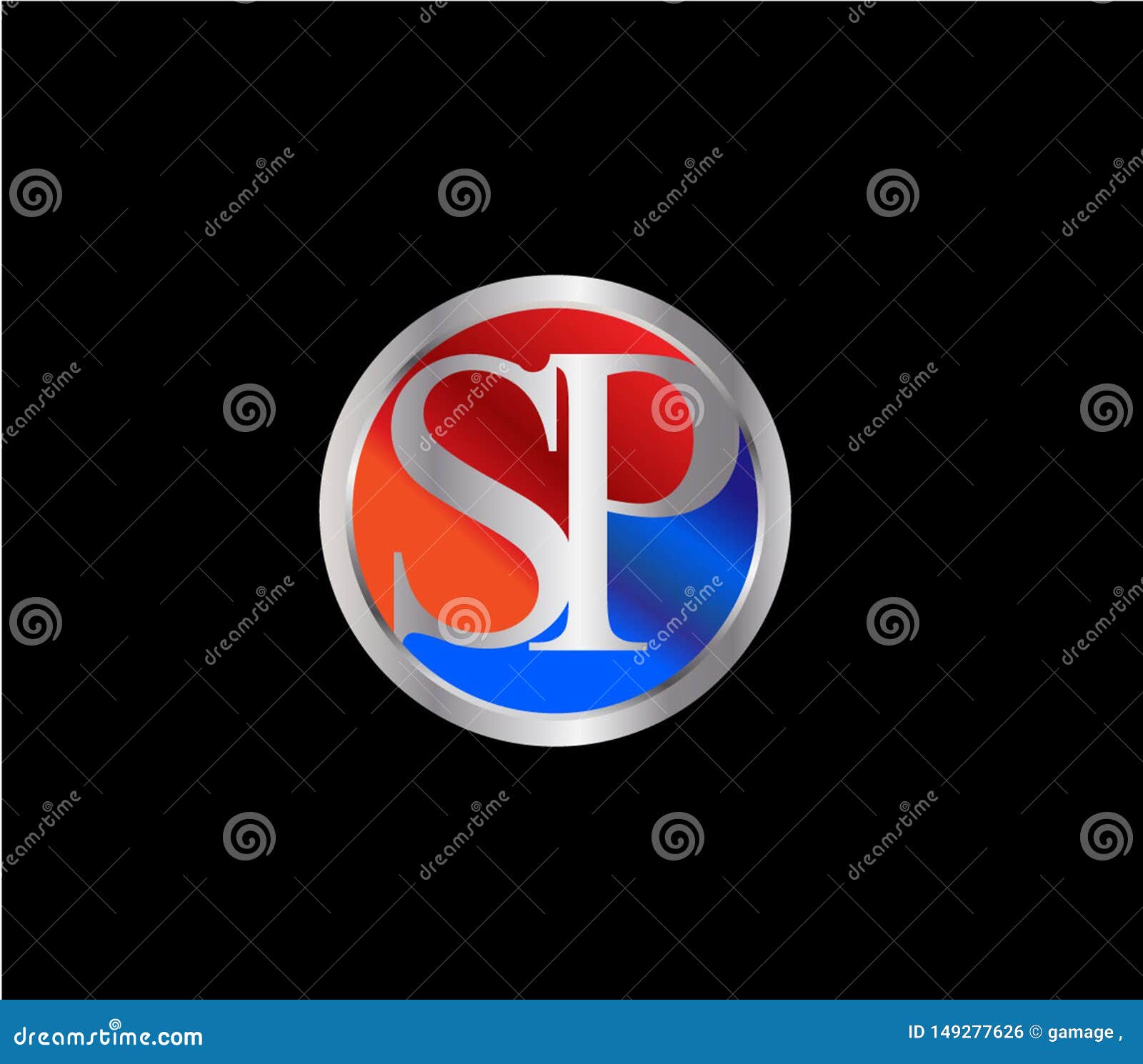 SP Initial Circle Shape Red Blue Silver Color Later Logo Design Stock ...