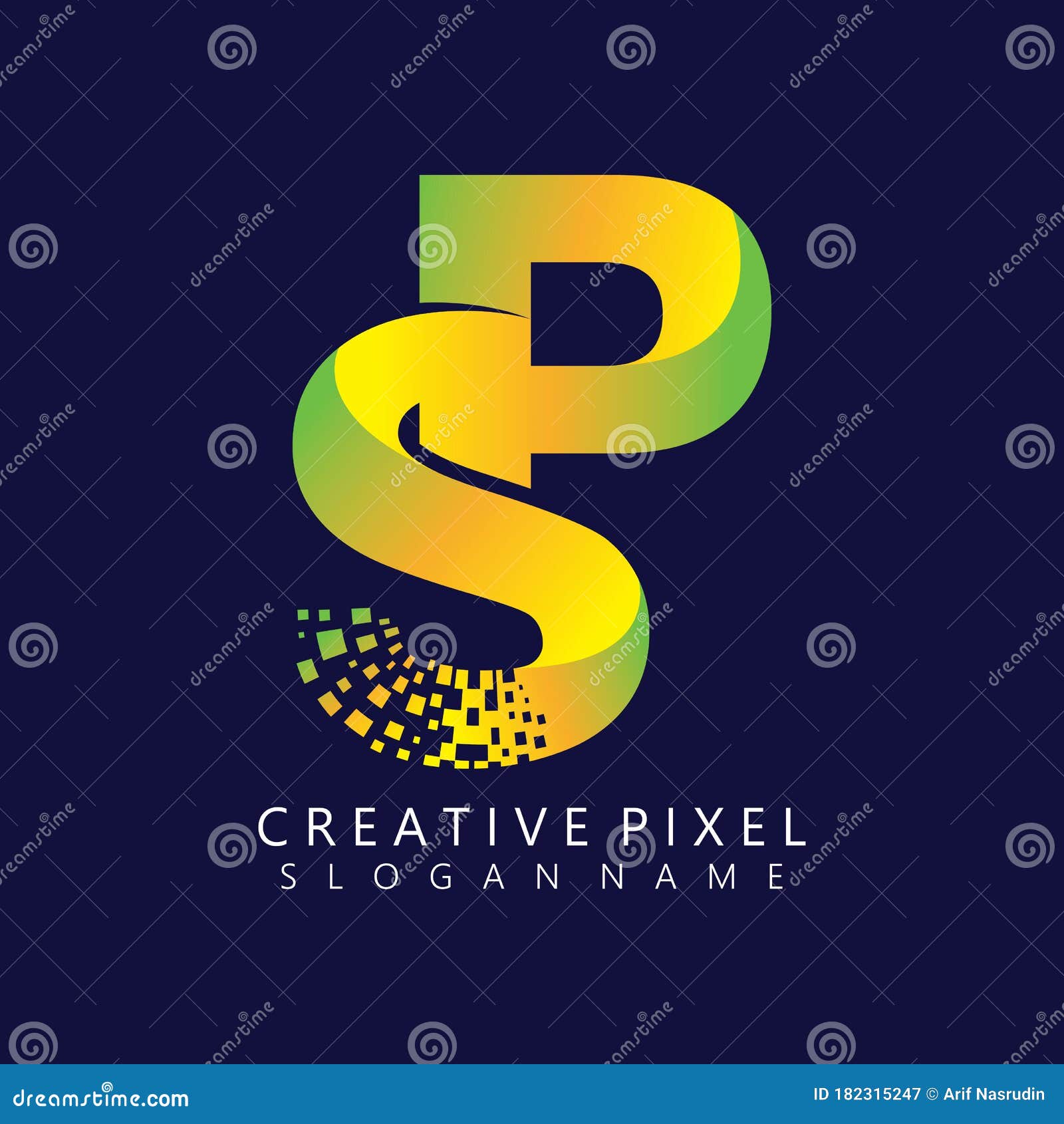 SP Initial Logo Design with Digital Pixels Colors Illustration Vector ...