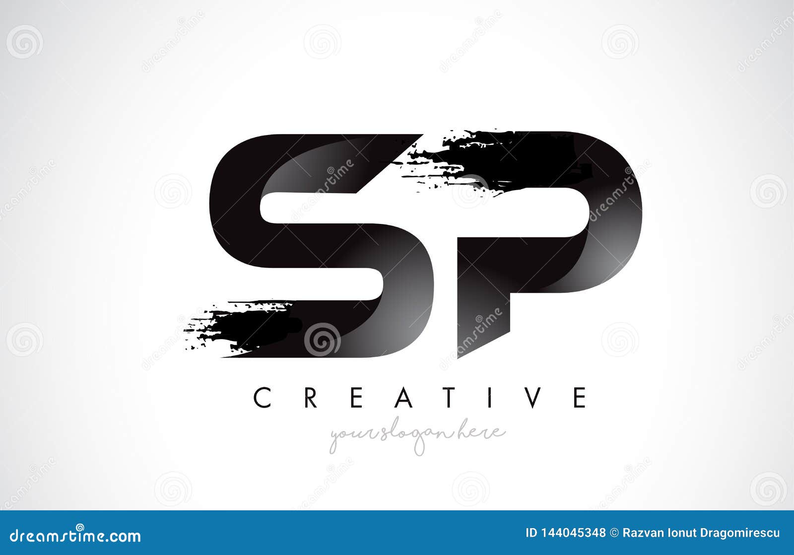 SP Letter Design with Brush Stroke and Modern 3D Look Stock Vector ...