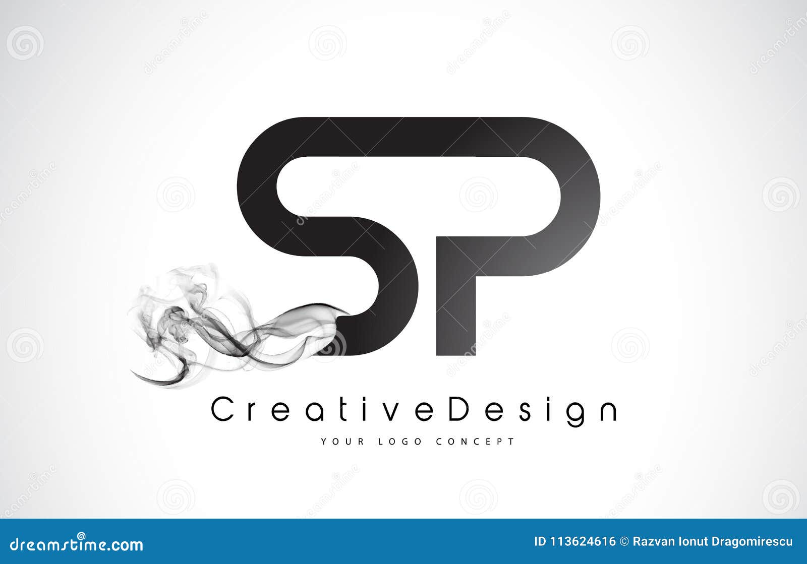 SP Letter Logo Design with Black Smoke. Stock Vector - Illustration of ...