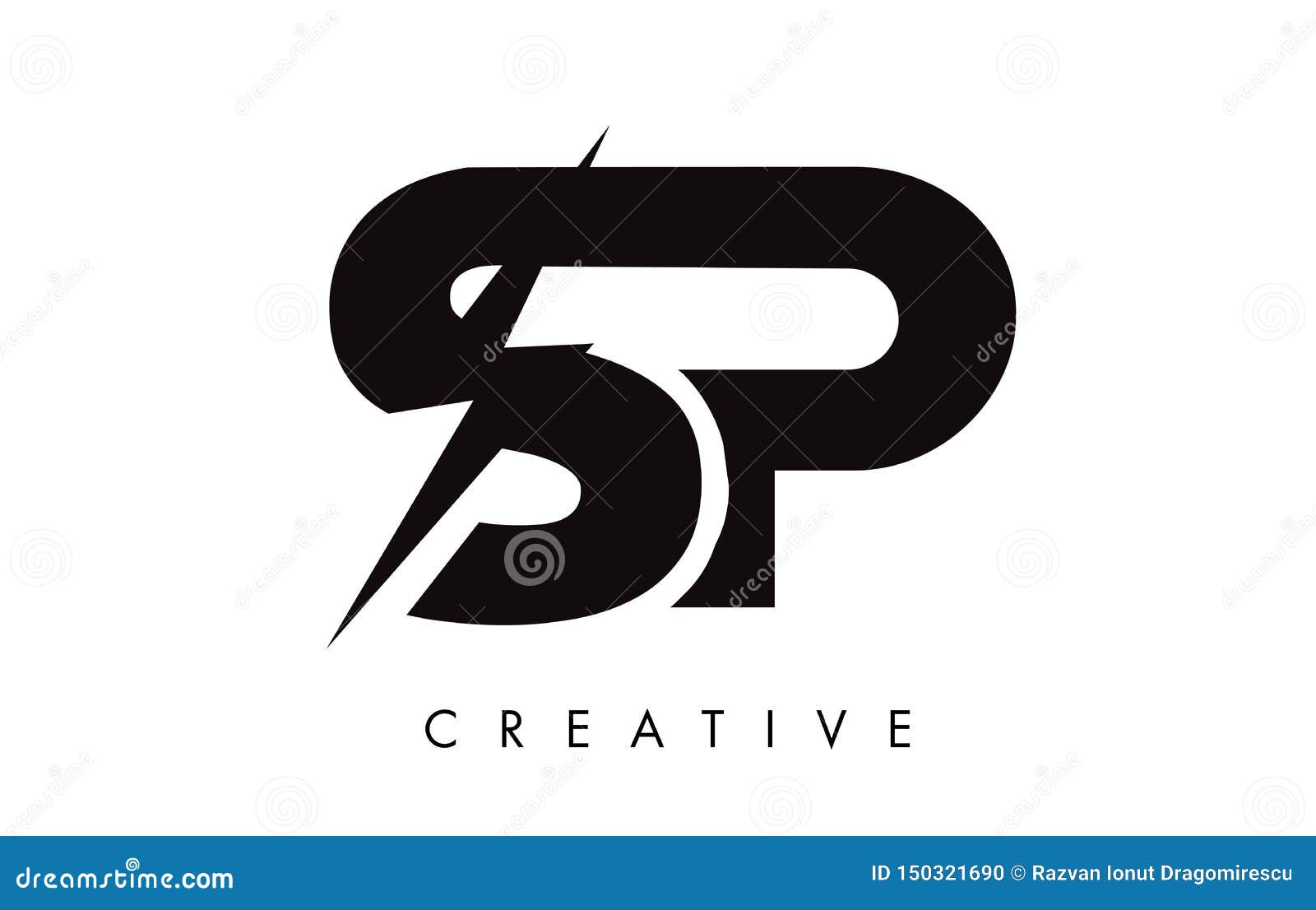SP Letter Logo Design with Lighting Thunder Bolt. Electric Bolt Letter ...