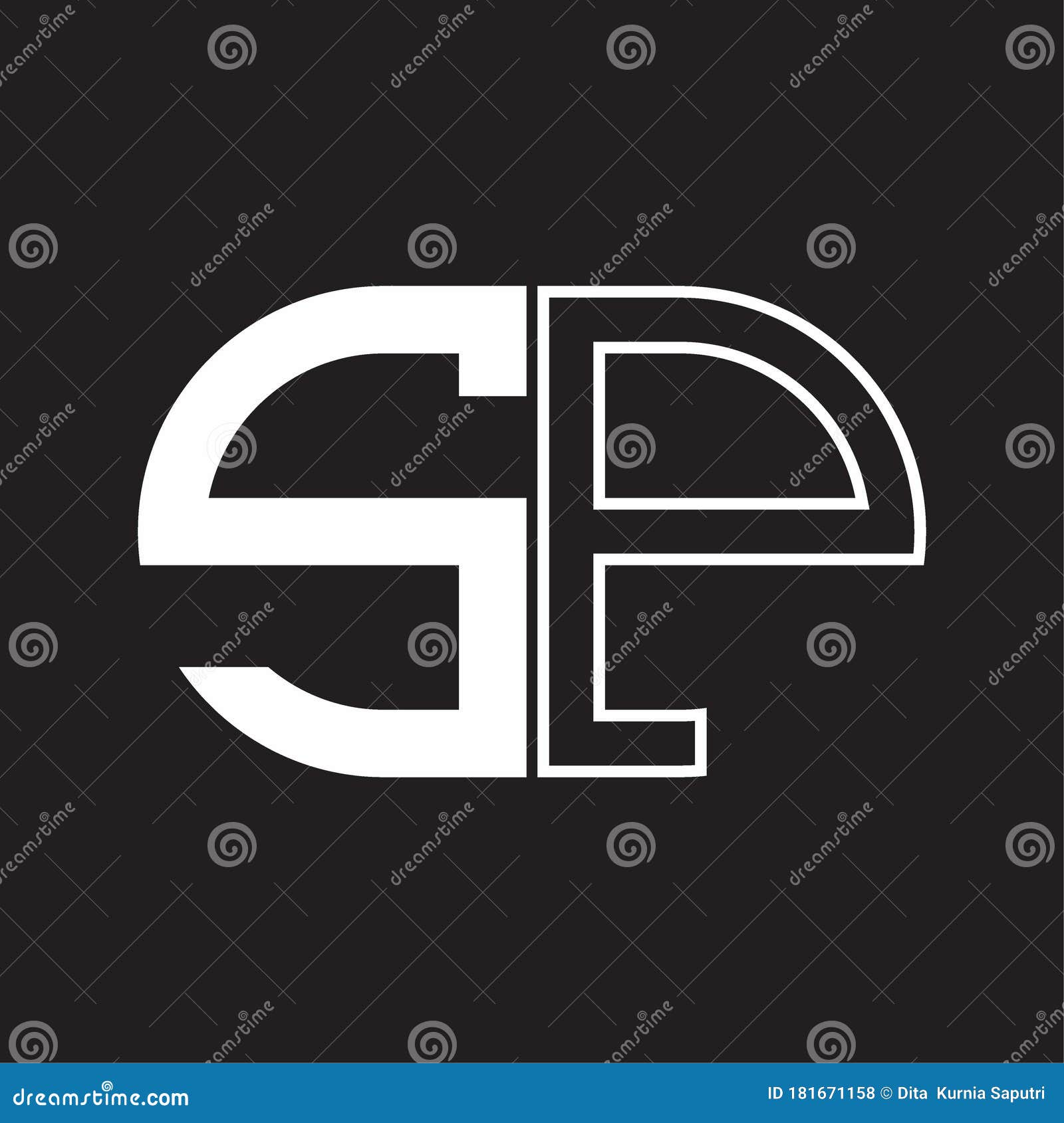 SP Letter Logo Monogram with Oval Shape Negative Space Design Template ...
