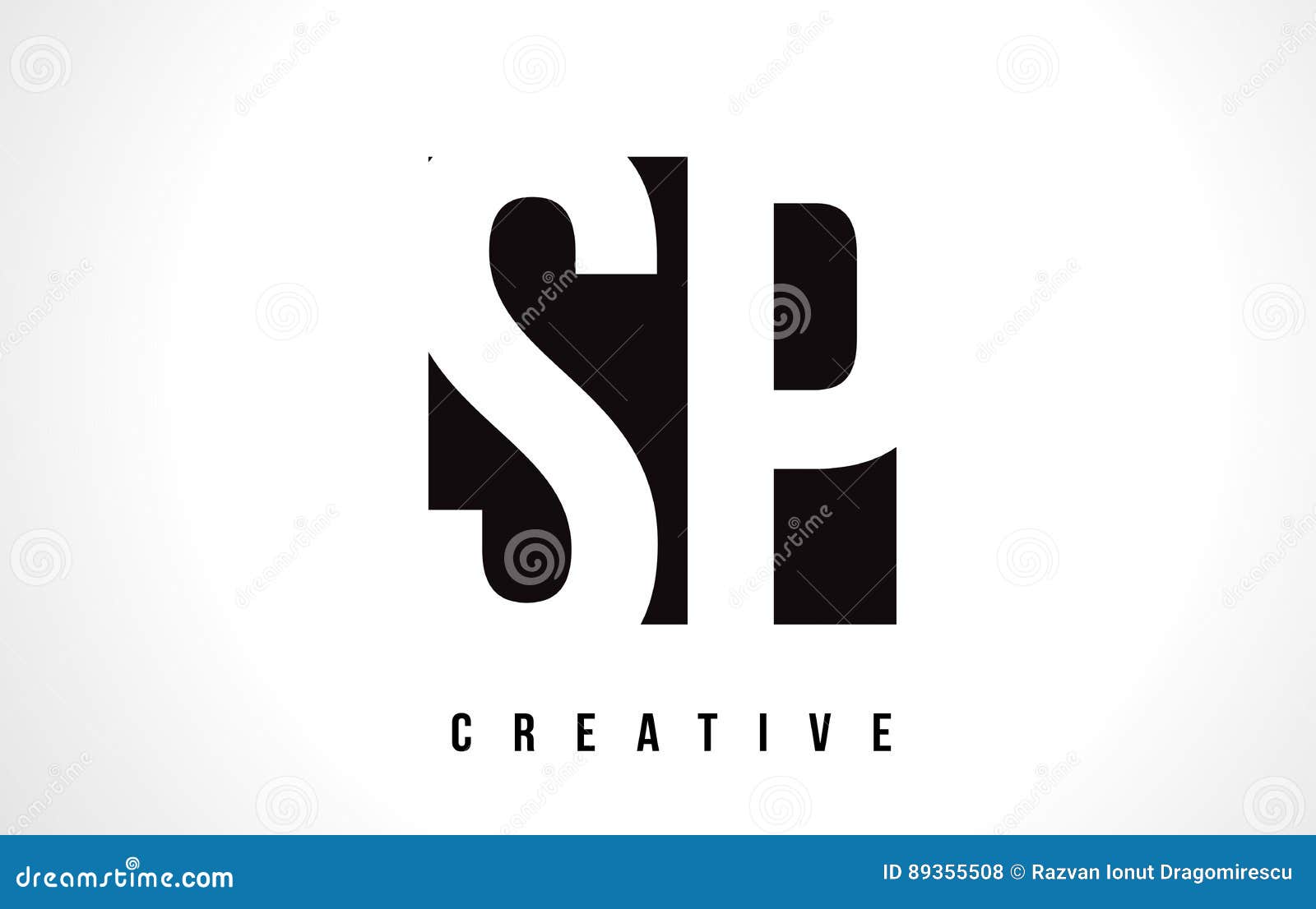 SP S P White Letter Logo Design with Black Square. Stock Vector ...