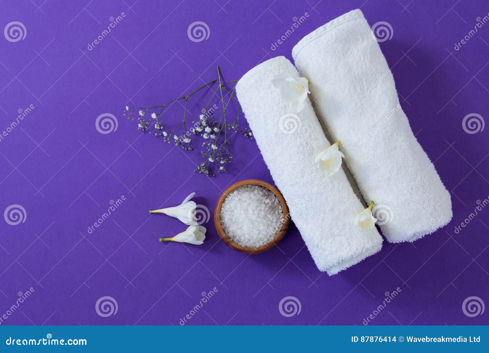 Spa Accessories on Purple Background Stock Photo - Image of care, clean ...