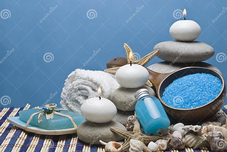 Spa background in blue. stock image. Image of beauty - 17155955