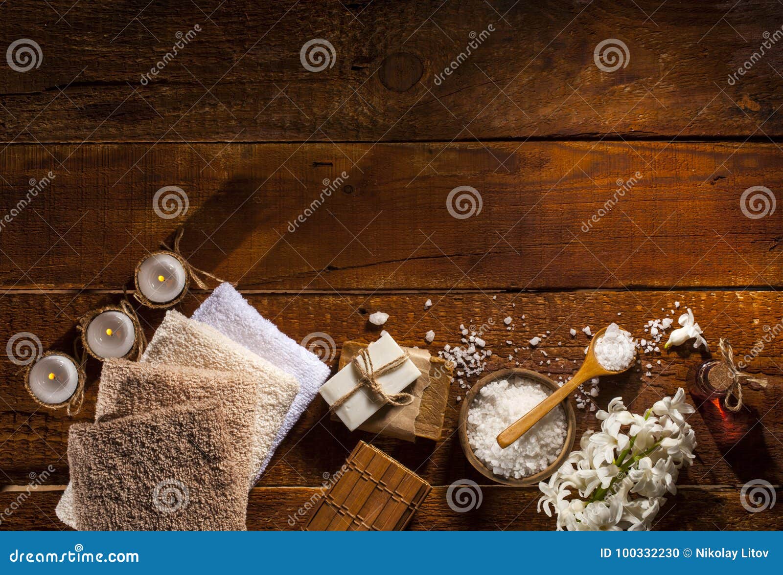 Spa Background in Range of White, Brown and Pink. Top View with Copy ...