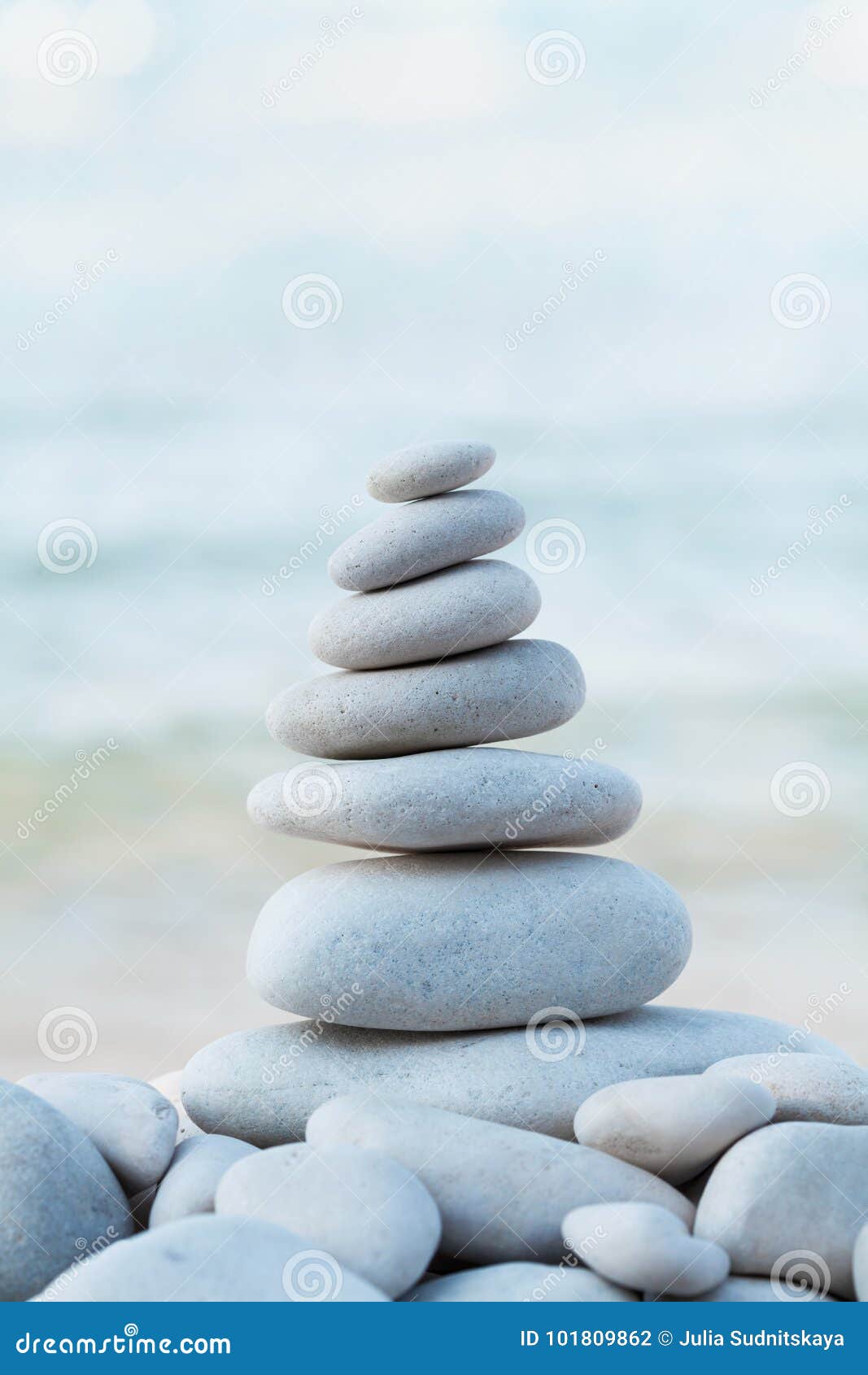 Spa, Balance, Meditation and Zen Concept. Stack of White Pebbles Stone ...