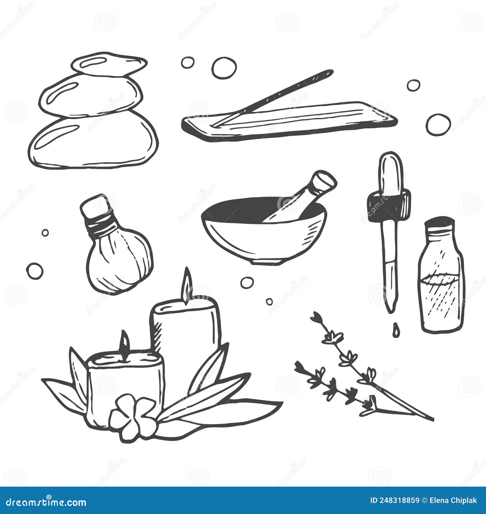 Spa Beauty Doodle Icons Set in Vector Stock Illustration - Illustration ...