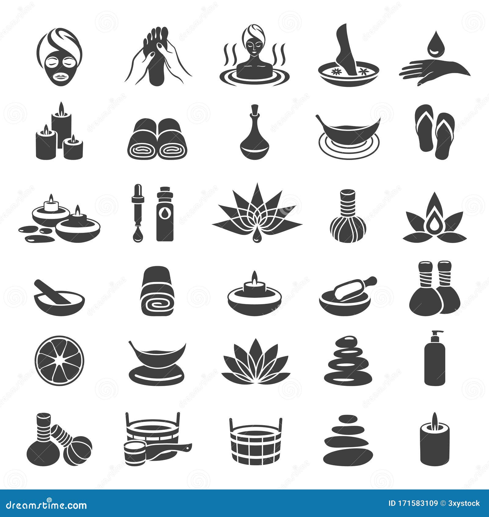 Spa Icons Isolated On White Background Sauna Accessories Spa Concept