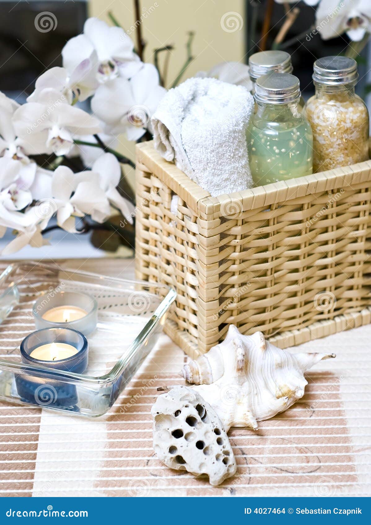 Spa bottles stock photo. Image of glass, candle, bottles - 4027464