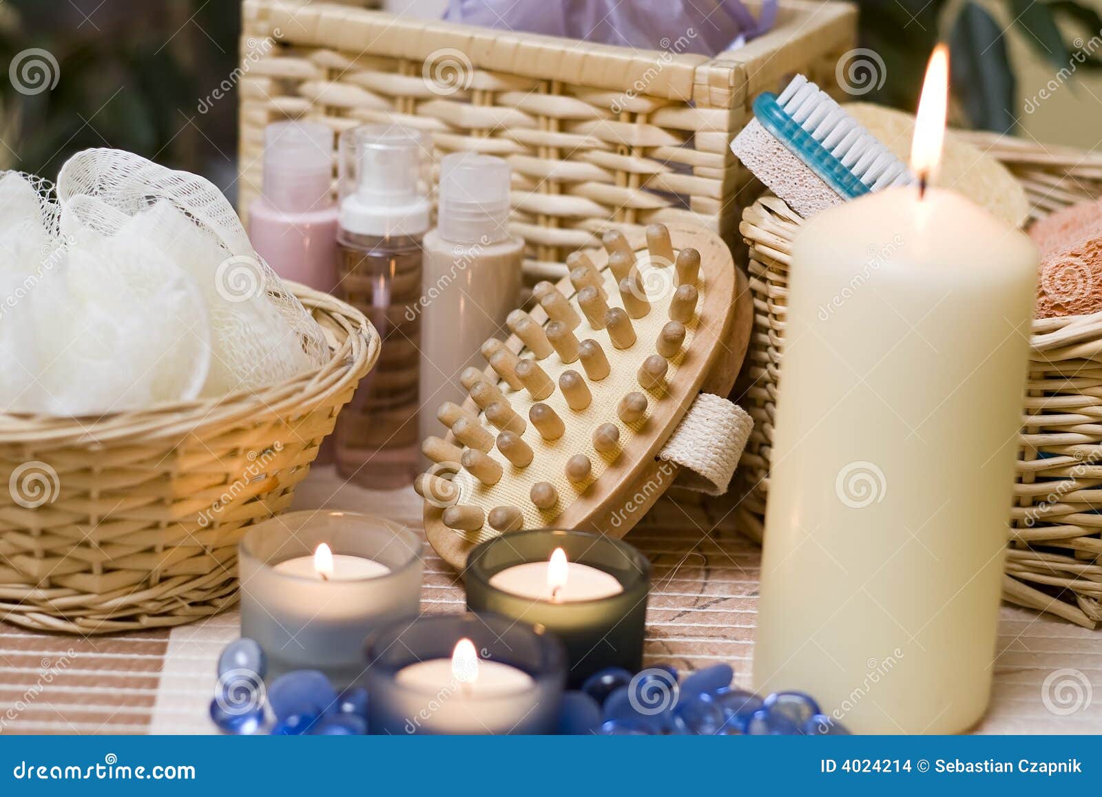 Spa candles composition stock photo. Image of items, hotel - 4024214