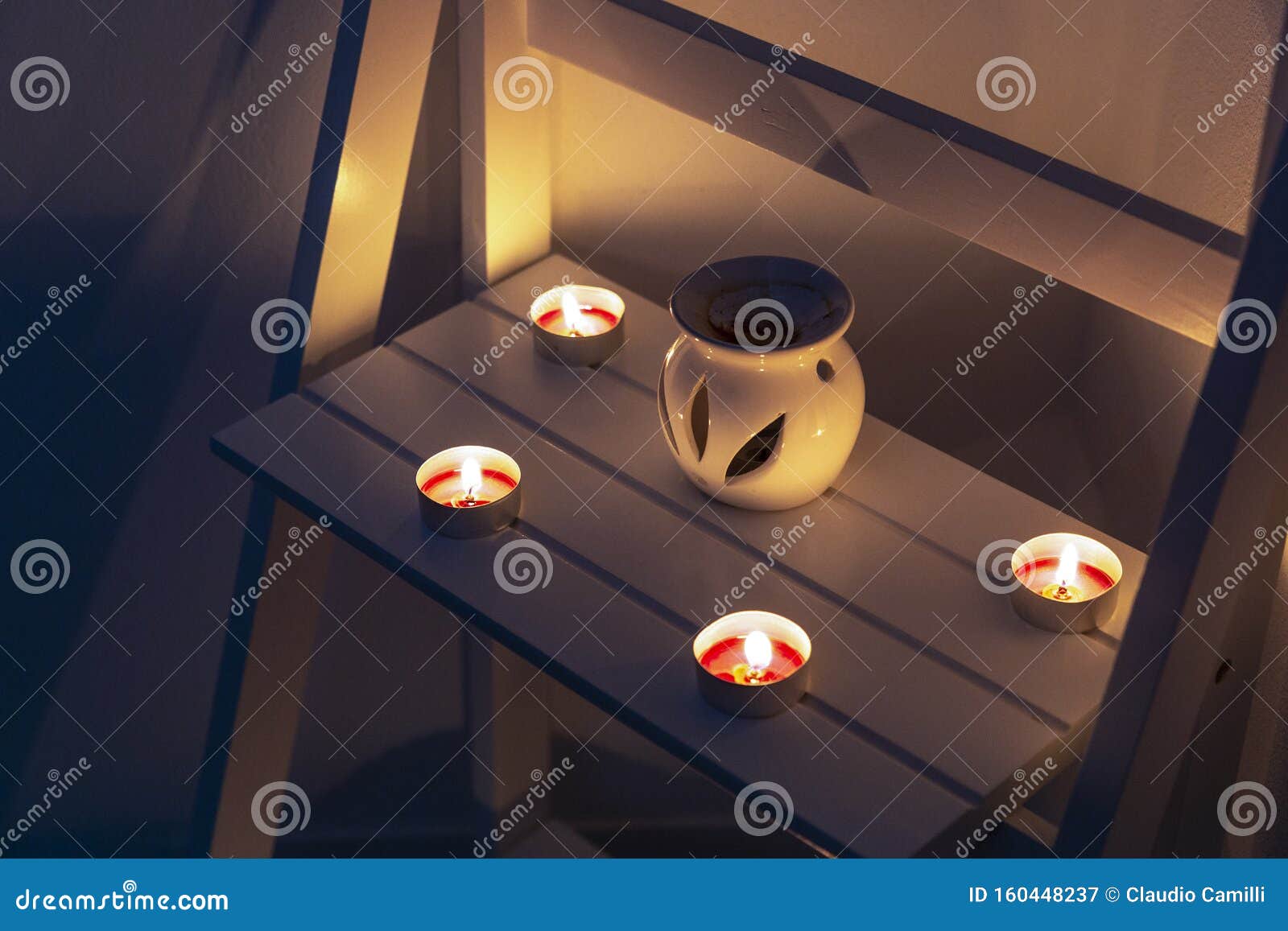 Spa candles and dim lights stock image. Image of wellness - 160448237