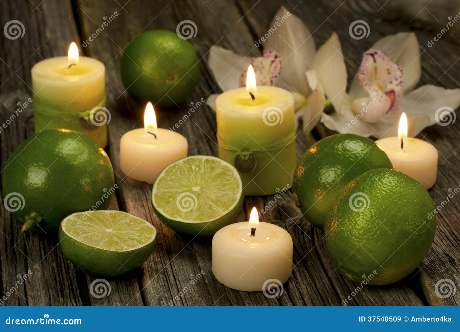 Spa candles with fruits stock image. Image of blossom - 37540509