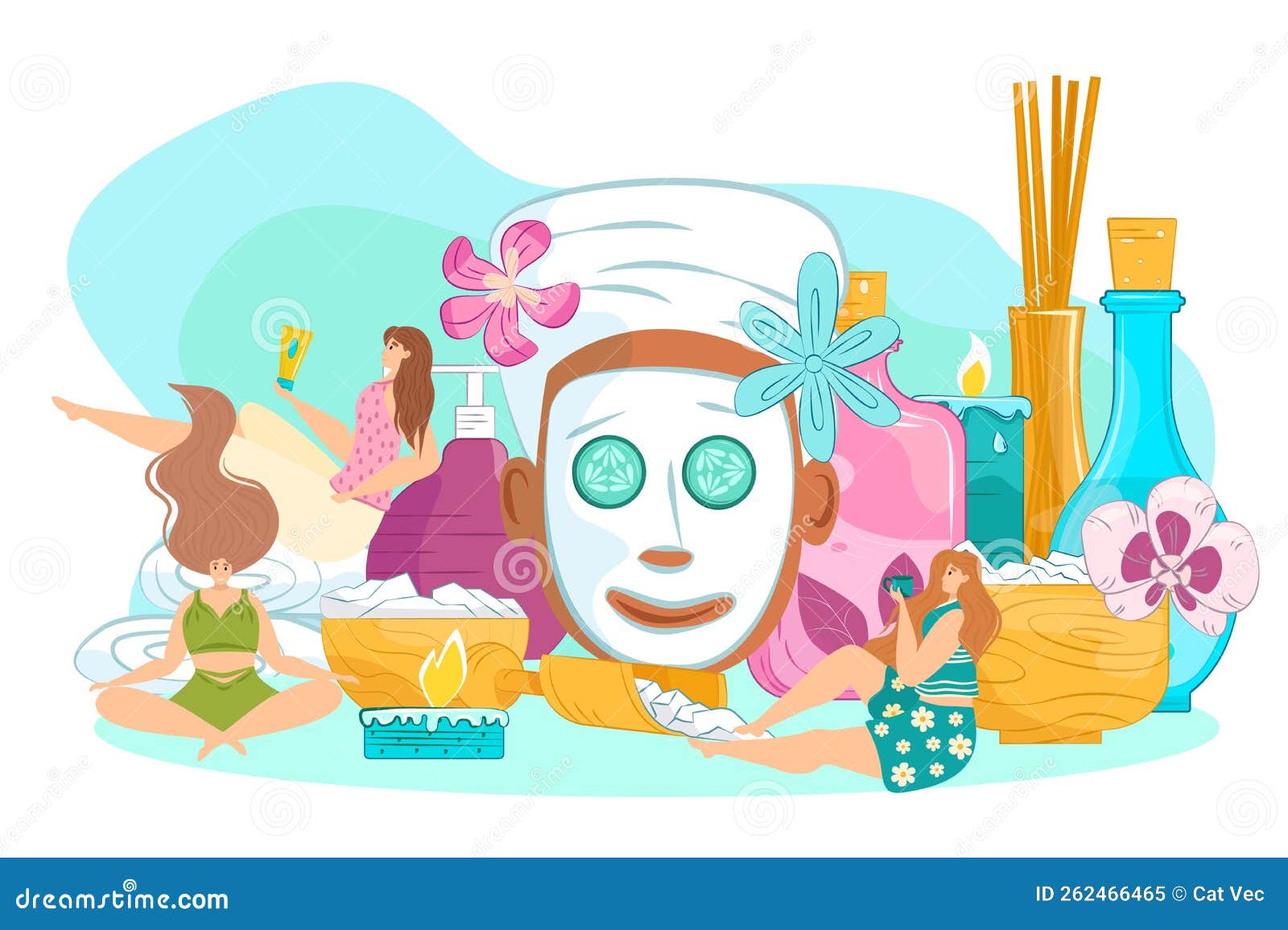 Spa Care And Beauty Therapy Vector Illustration Woman Female Health