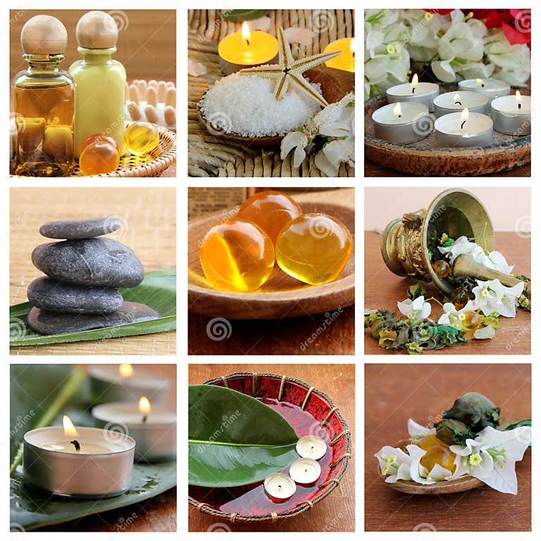 Spa collage stock photo. Image of candle, leaf, bowl - 20295058