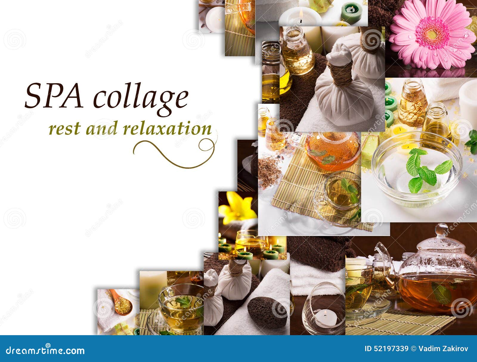 SPA collage stock image. Image of white, massage, herbs - 52197339