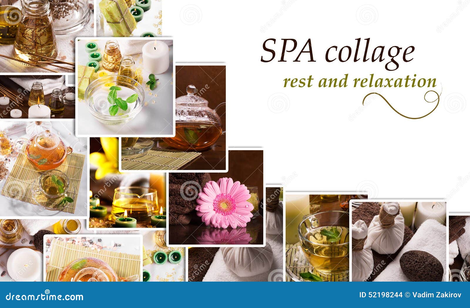 SPA collage stock photo. Image of massage, herbs, white - 52198244