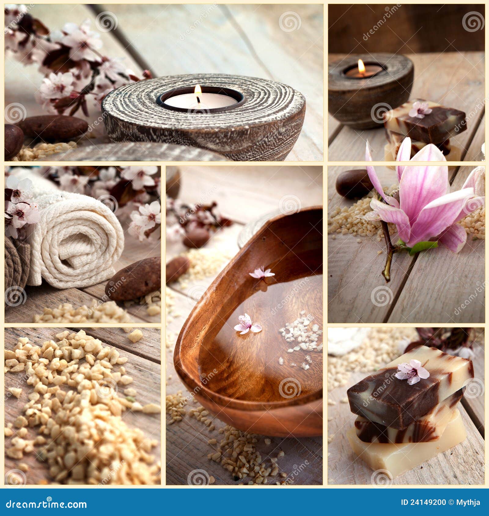 Spa Collage with Magnolia Flower Stock Photo - Image of cosmetics ...