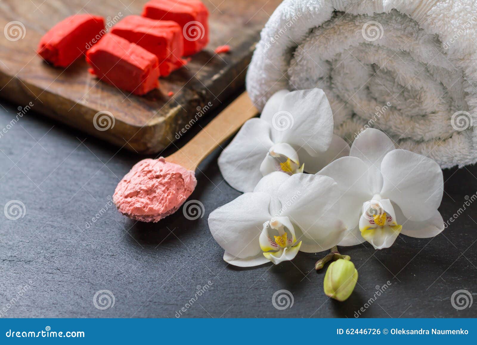 SPA Concept on Dark Stone Background Stock Photo - Image of flower ...