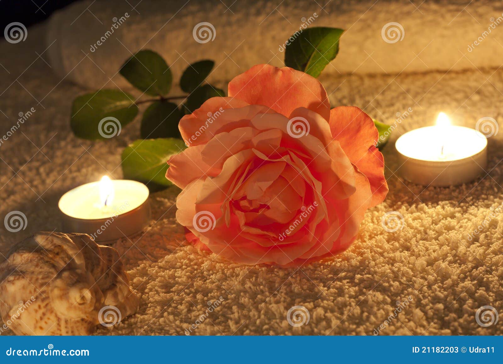 Spa Concept in Night with Rose Stock Image - Image of bathe, candles ...