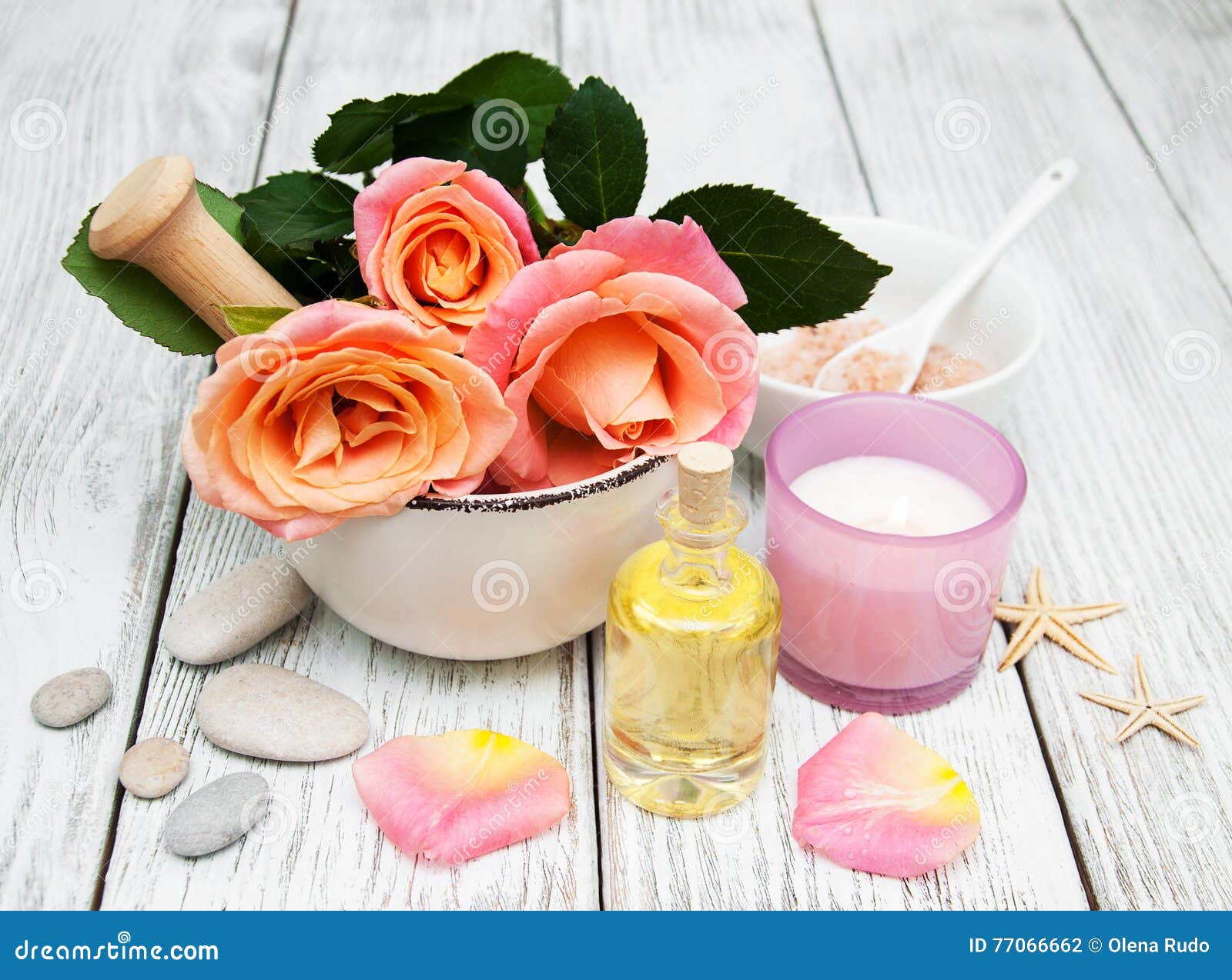 Spa Concept with Pink Roses Stock Photo - Image of aromatherapy ...