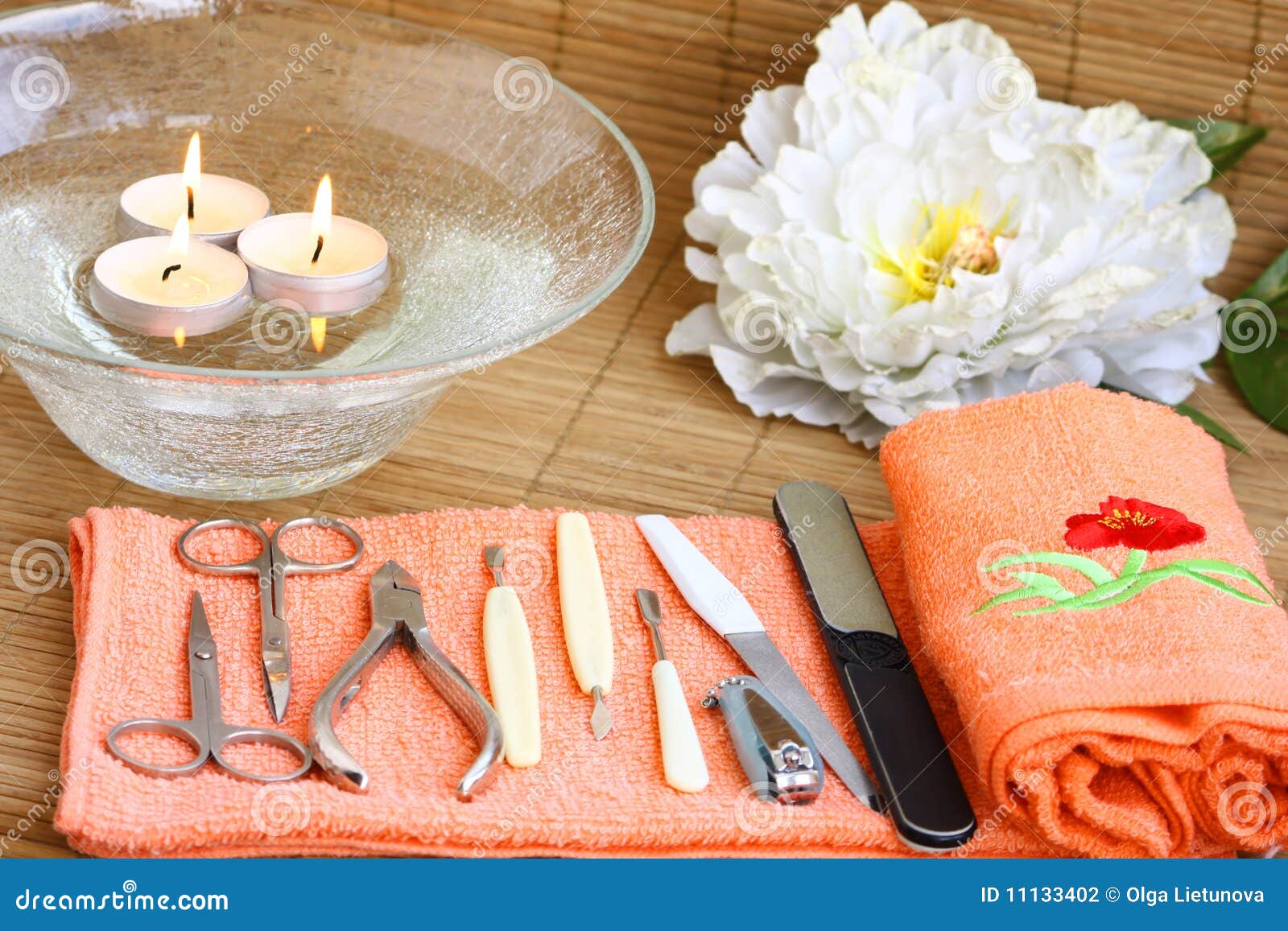 Spa decorated manicure set stock photo. Image of close - 11133402