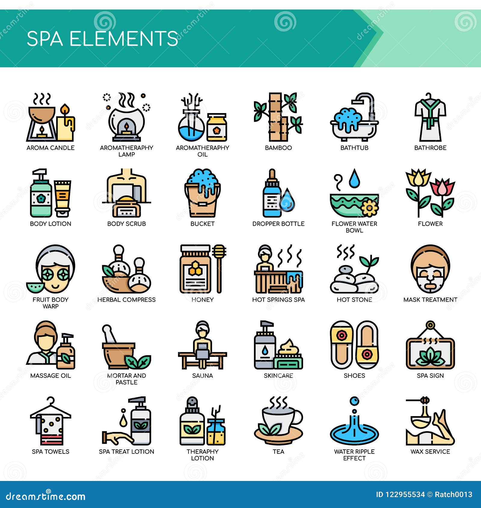 Spa Elements , Pixel Perfect Icons Stock Vector - Illustration of ...
