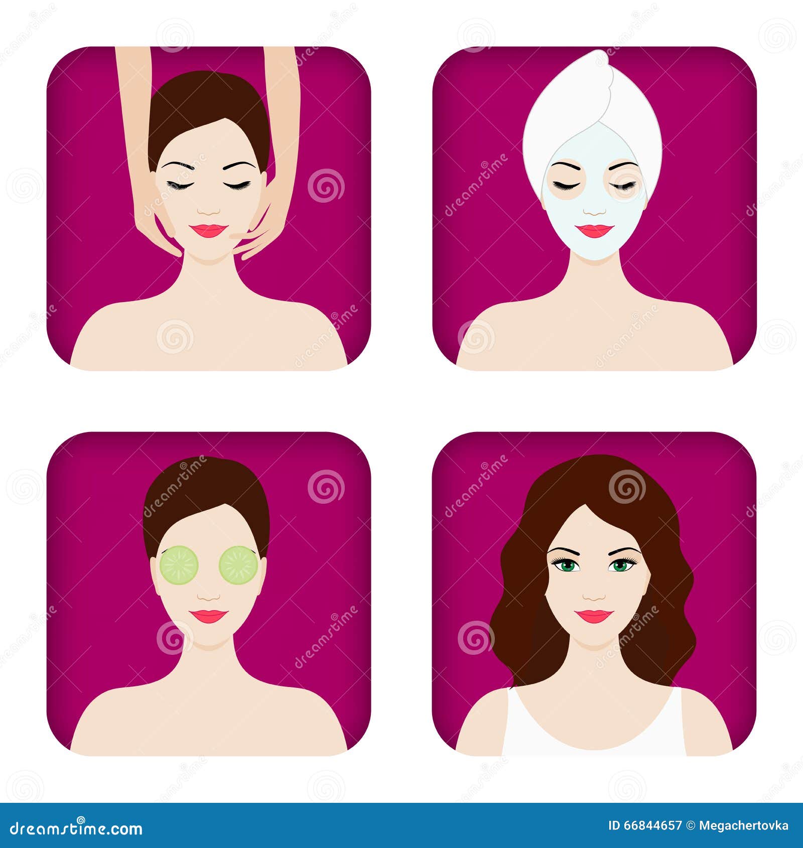 Spa Faces on Vinous Buttons Stock Vector - Illustration of facial ...