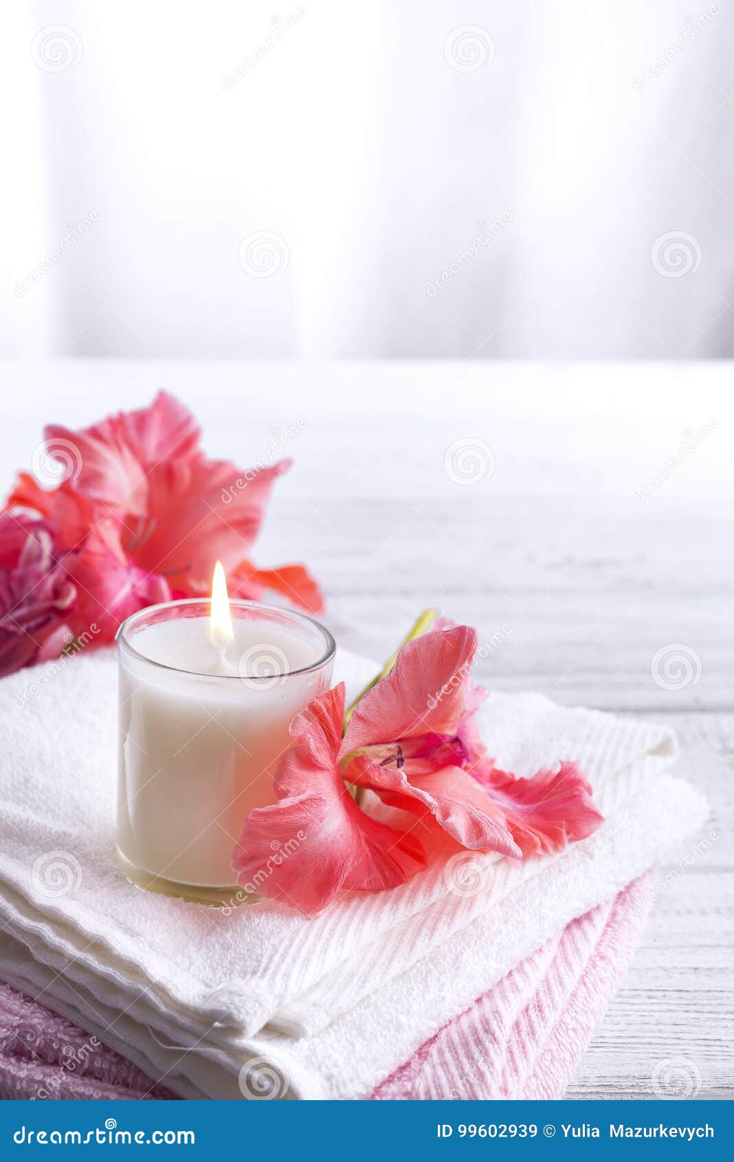 Spa flowers and candles stock image. Image of flower - 99602939