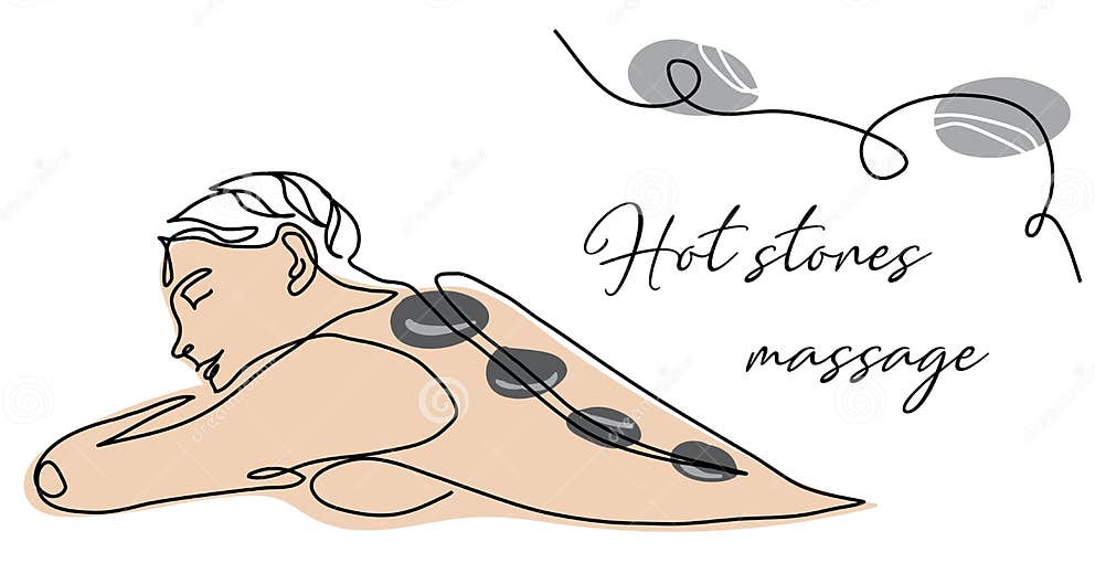 Spa Hot Stones Massage Persons Back Vector Banner Poster Background Signboard Stock Vector