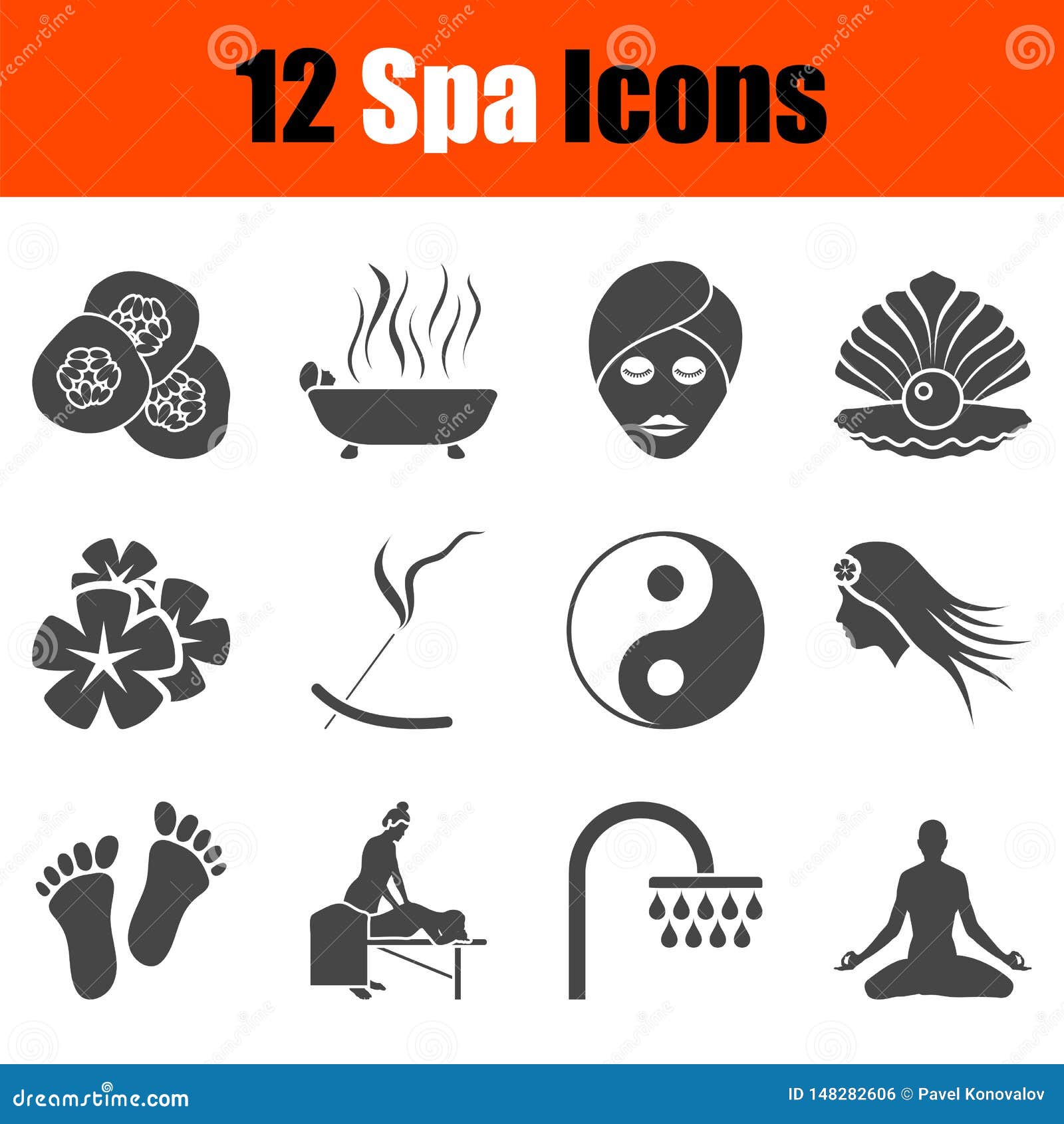 Spa Icon Set stock vector. Illustration of foot, head - 148282606
