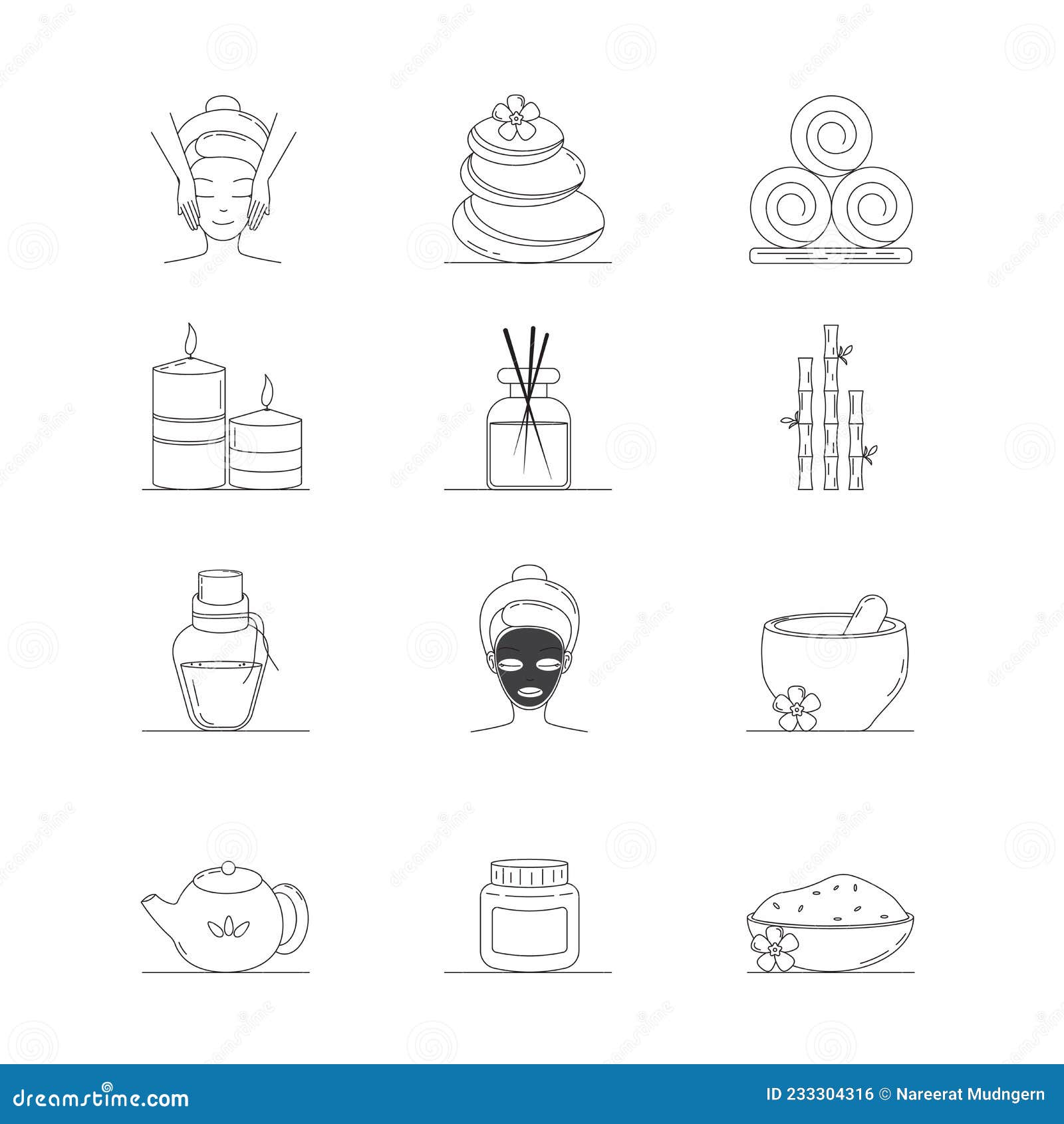 Spa Icon Set Stock Vector Illustration Of Beauty Bamboo 233304316