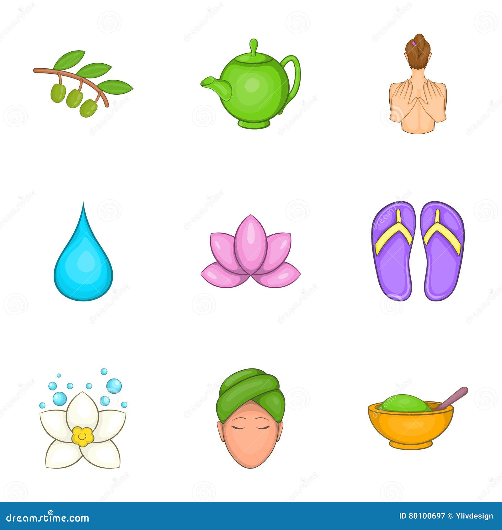 SPA Icons Set, Cartoon Style Stock Vector - Illustration of healthcare ...