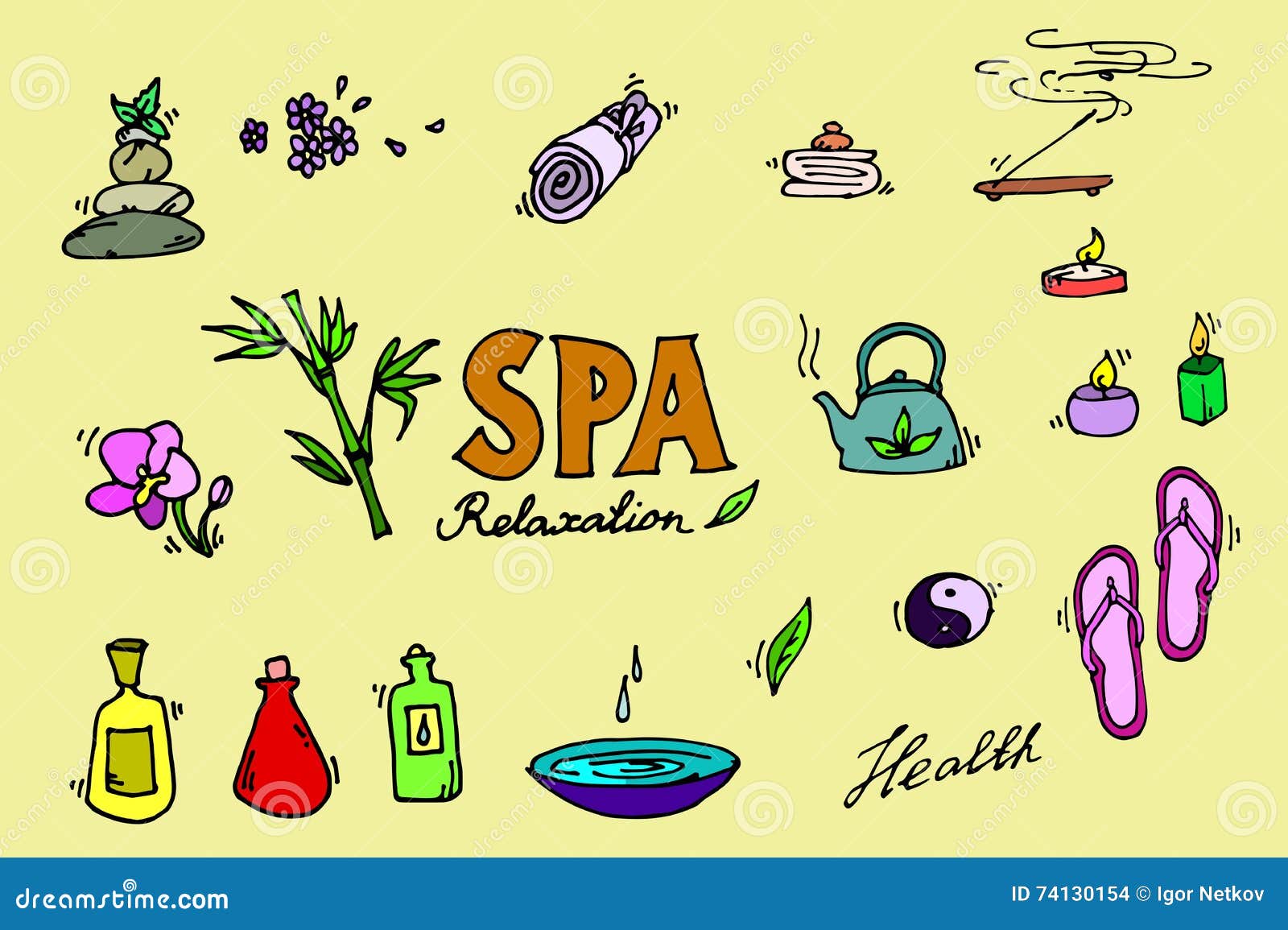 Spa icons set. stock vector. Illustration of cartoon - 74130154