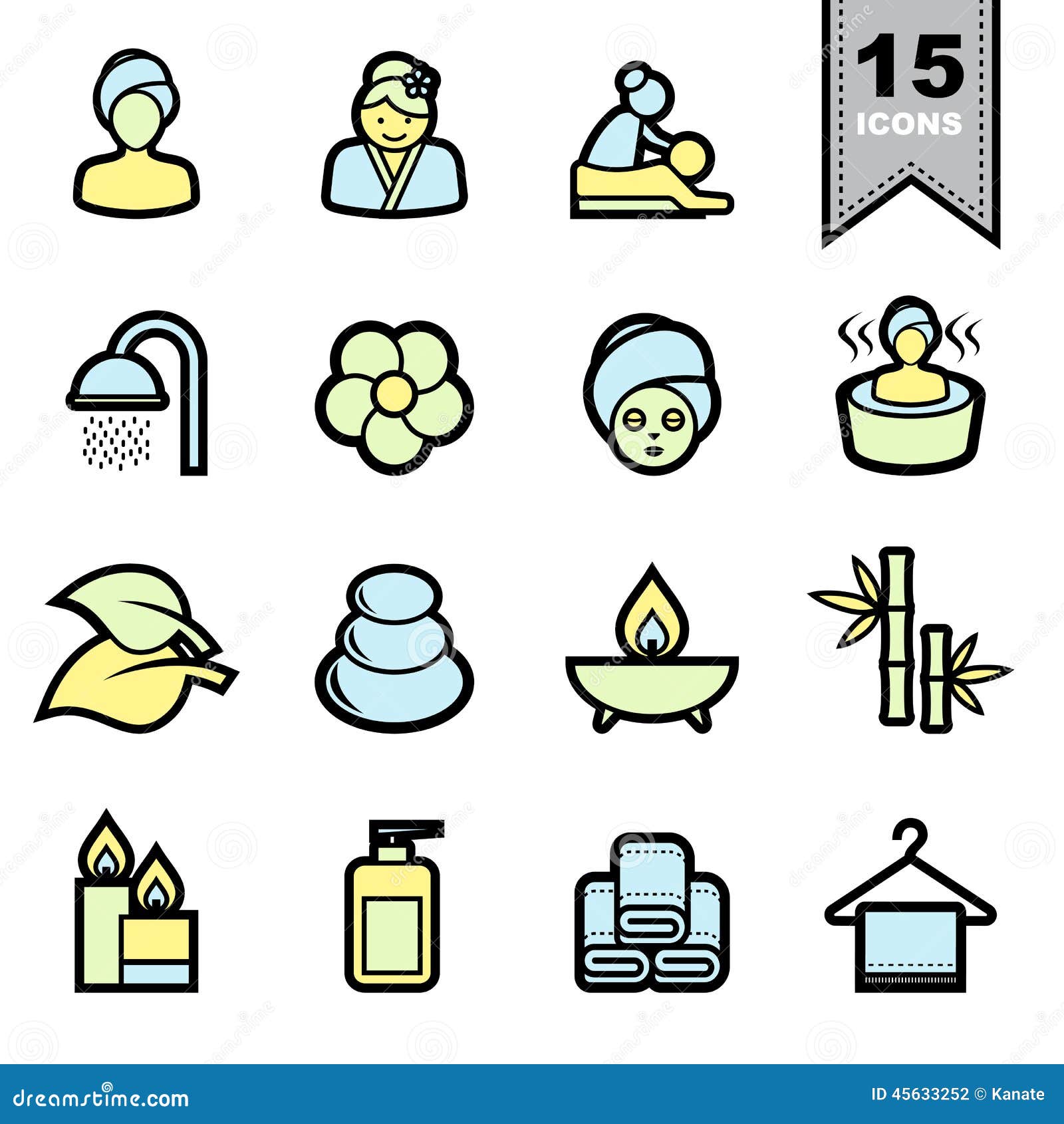 Spa icons set stock vector. Illustration of care, icons - 45633252