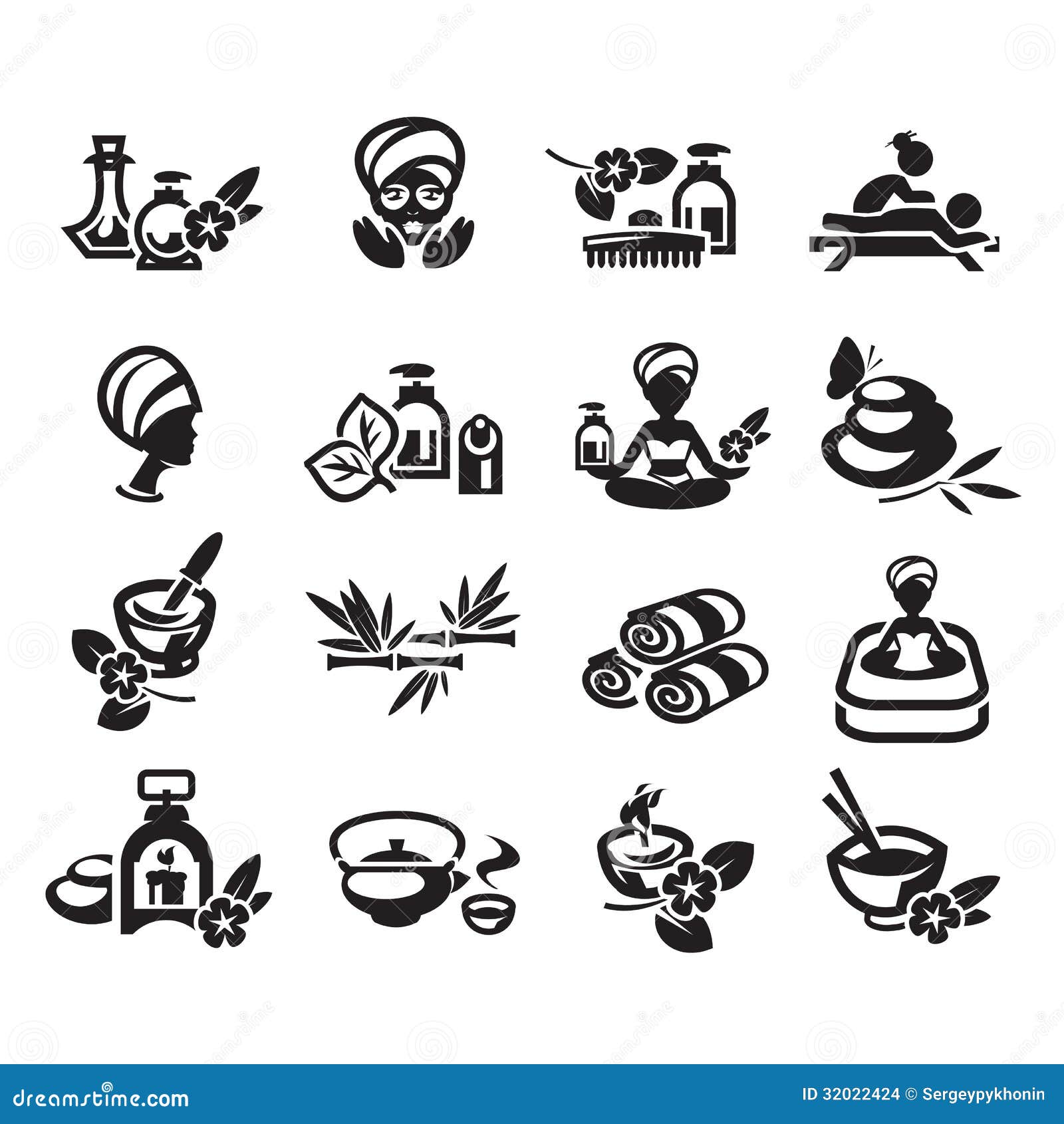 Spa icons set vector stock illustration. Illustration of facial - 32022424