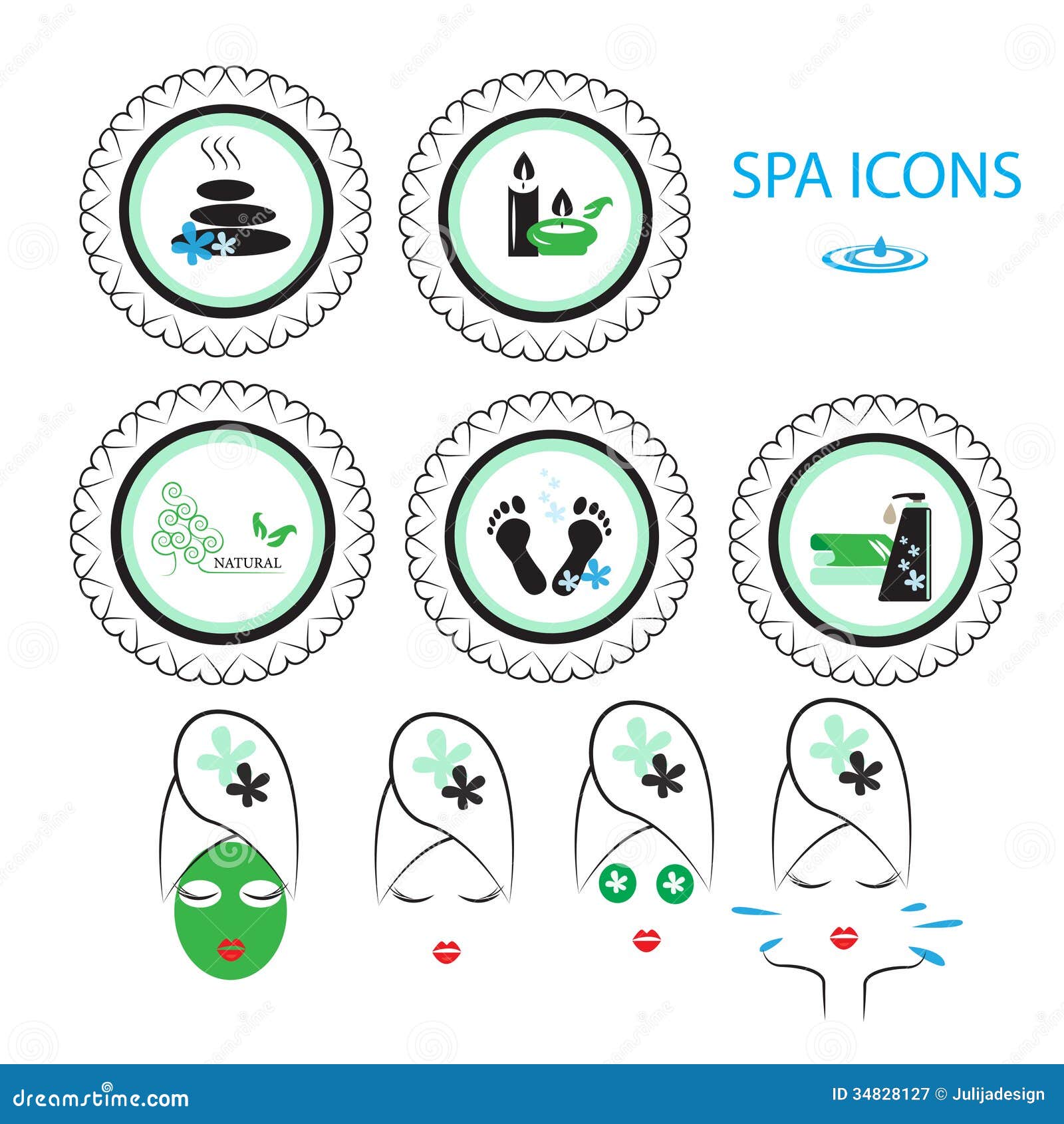 Spa icons set stock vector. Illustration of body, hygiene - 34828127
